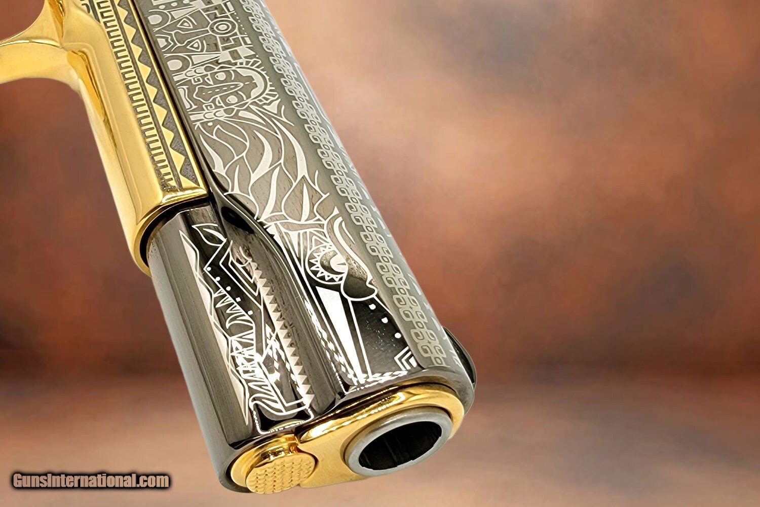 CHARLES DALY - 24K Gold & Black Chrome Plated 1911 - MAYAN AZTEC Engraved