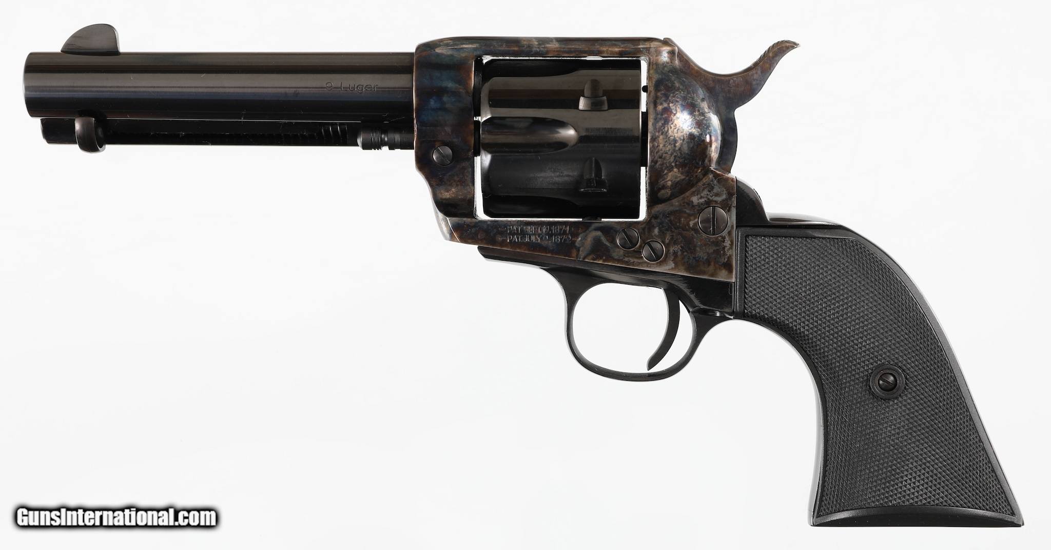 TAYLOR‚‚S & CO. NIB MODEL 1873 TC9 9MM SA 4.75" CASE COLORED CHECKERED ...