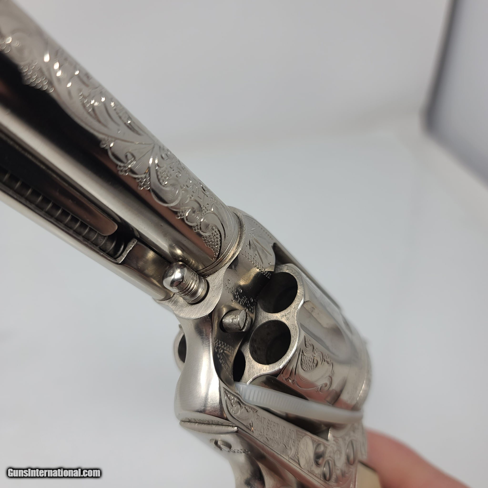 COLT single action army engraved with stag grips .45 LC