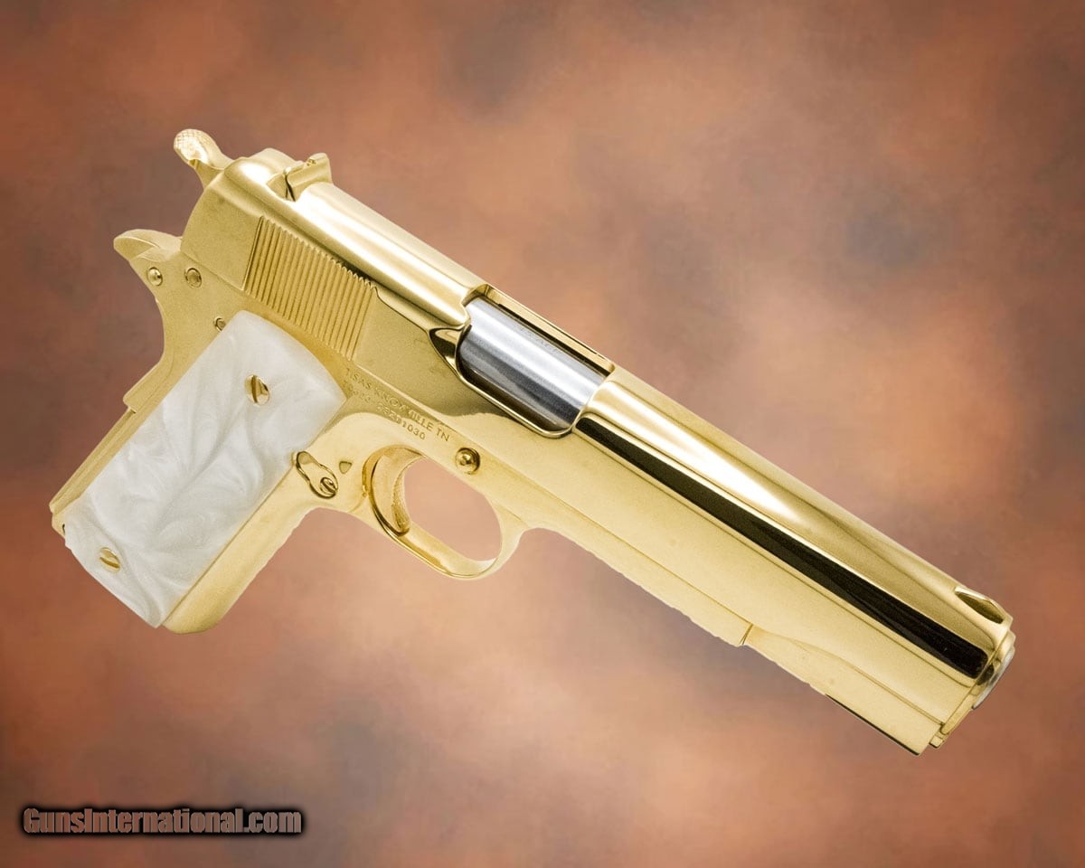 TISAS All 24K GOLD Plated 1911 45ACP, Mirror Finish and Upgraded Grips .45 ACP