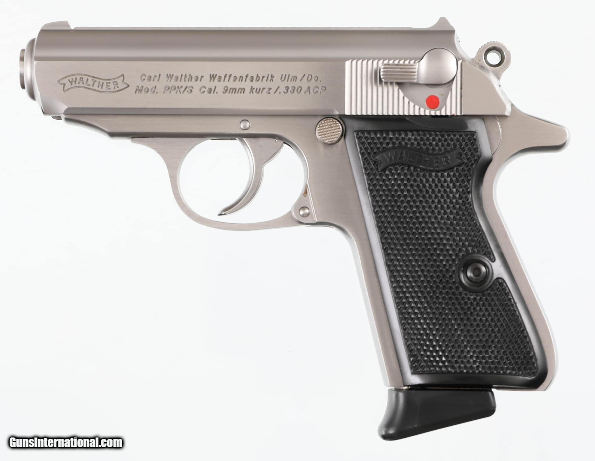 WALTHER PPK/S 380ACP STAINLESS WITH HARD CASE & 2 MAGS .380 ACP