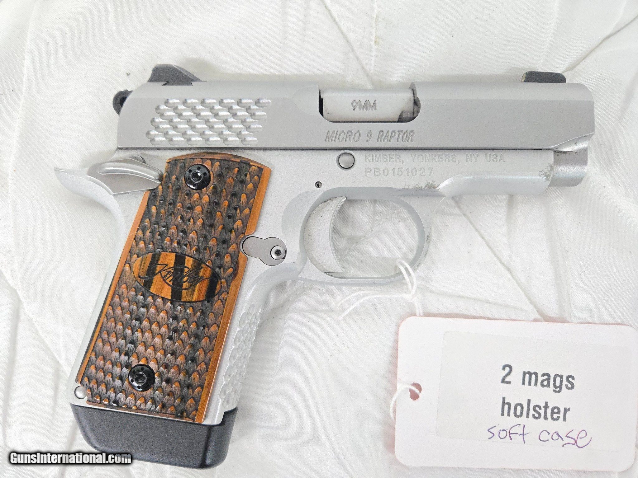 KIMBER Micro 9 Raptor Custom Shop w/2 Mags, Holster Soft Case 9MM LUGER ...