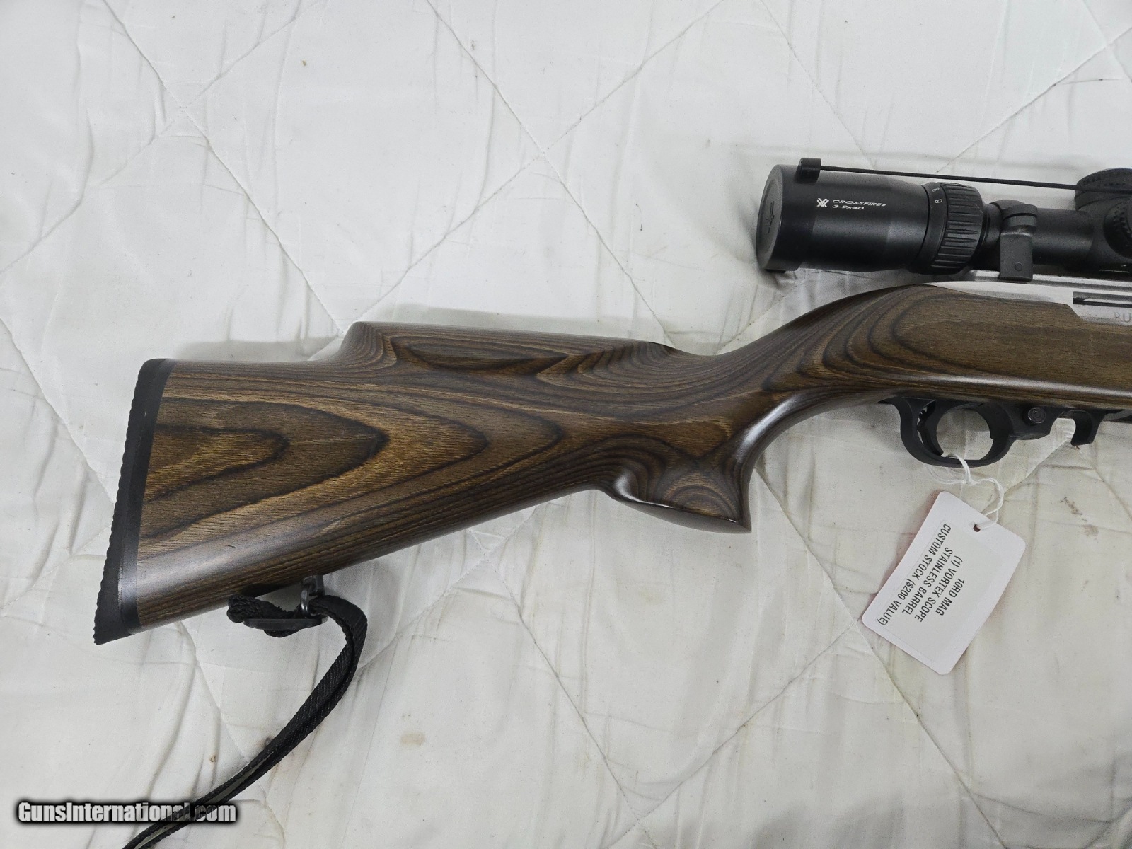 RUGER 10/22 Stainless w/Aftermarket Wood Stock, Sling, Vortex Scope .22 LR