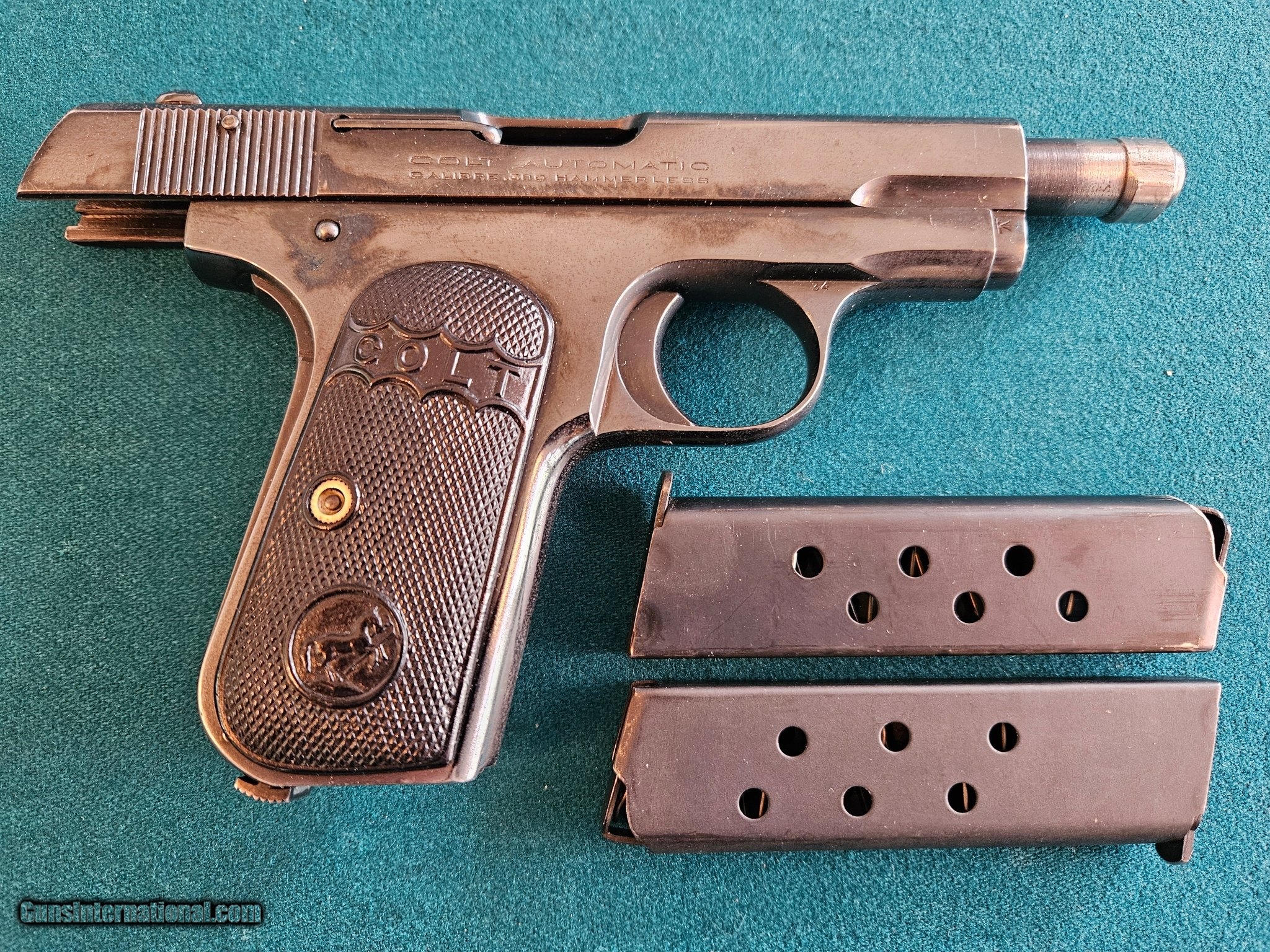 COLT 1908 Pocket Hammerless M1908 TYPE III 7+1 two mags MFG 1921 .380 ACP