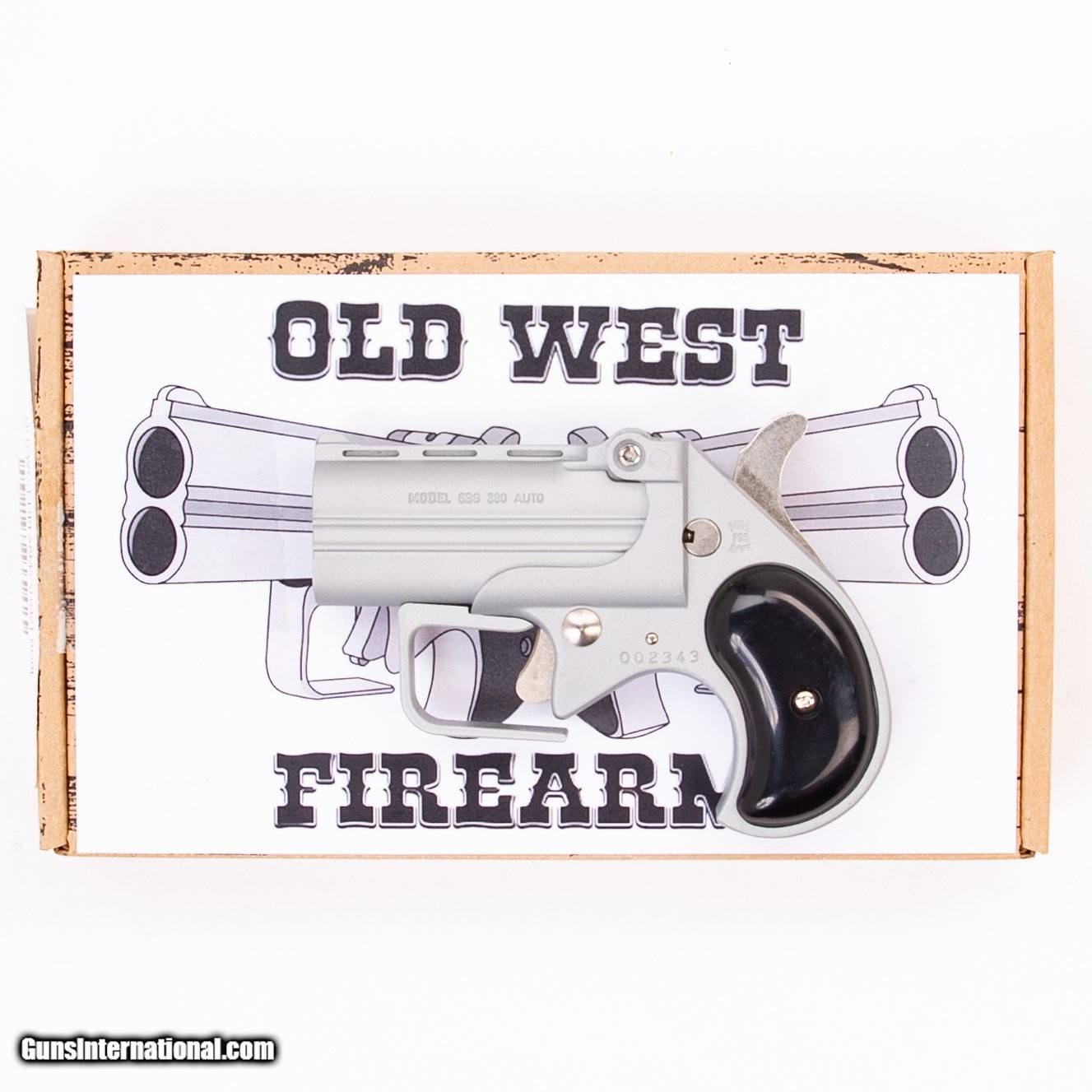 OLD WEST DERRINGER SHORT BORE SATIN/BLACK GRIPS .380 ACP for sale