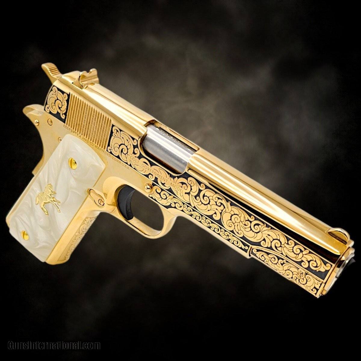 COLT 24K Gold - 1911 - 45ACP - Unique COLT Scroll Engraved - Polished ...