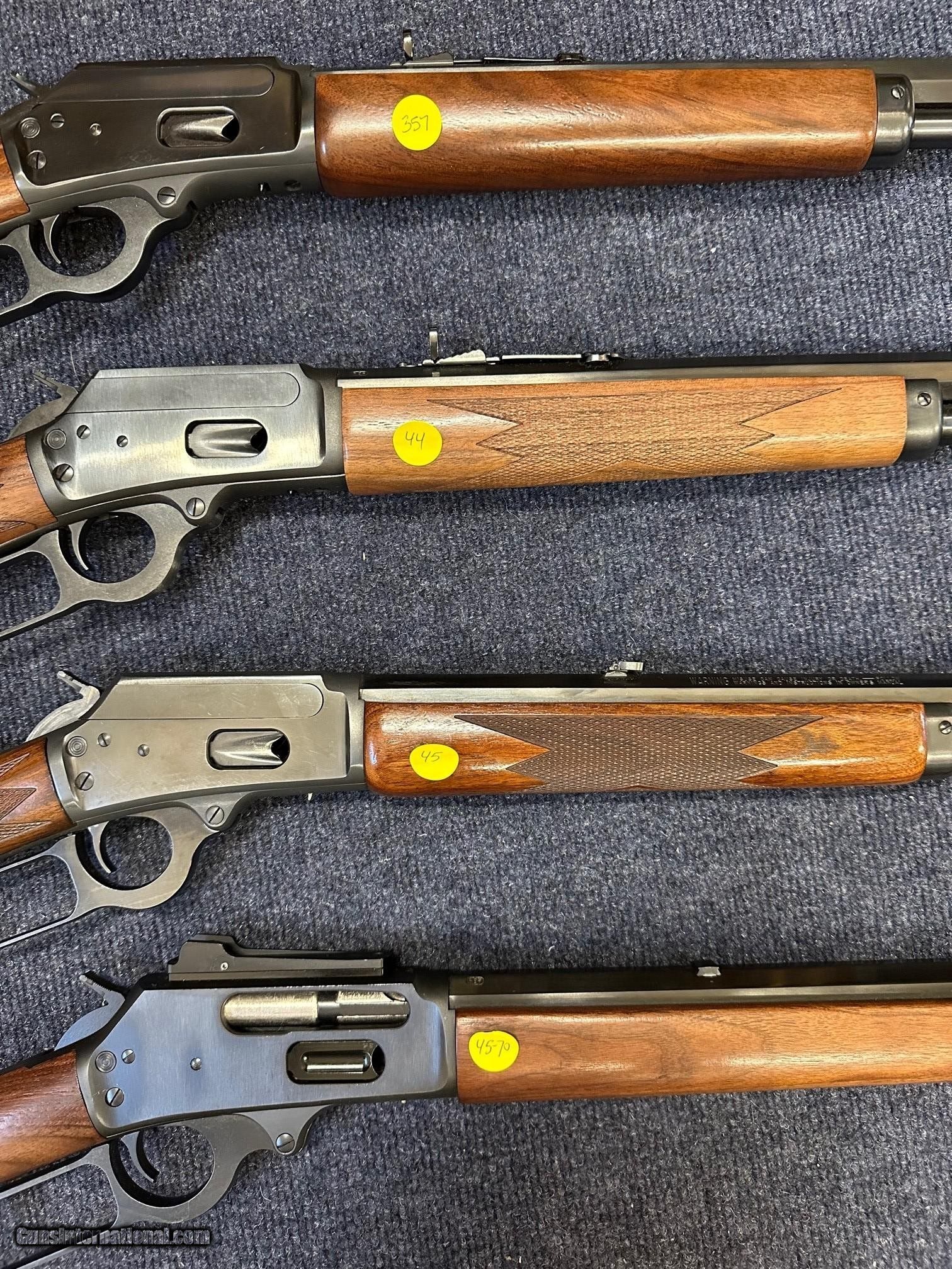 FOUR MARLIN COWBOY RIFLES WITH OCTAGON BARRELS: 357, 44, 45 &45-70
