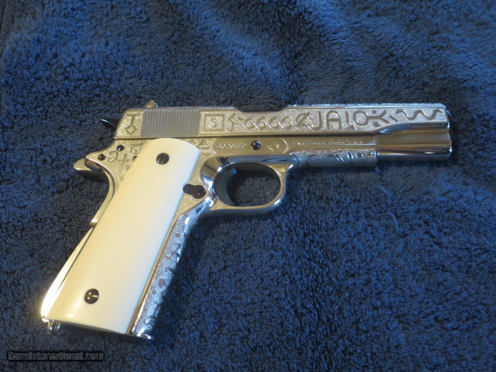 Colt 1911 Series 70 45 ACP Cattle Brand Engraved Ivory Grips 5" Barrel