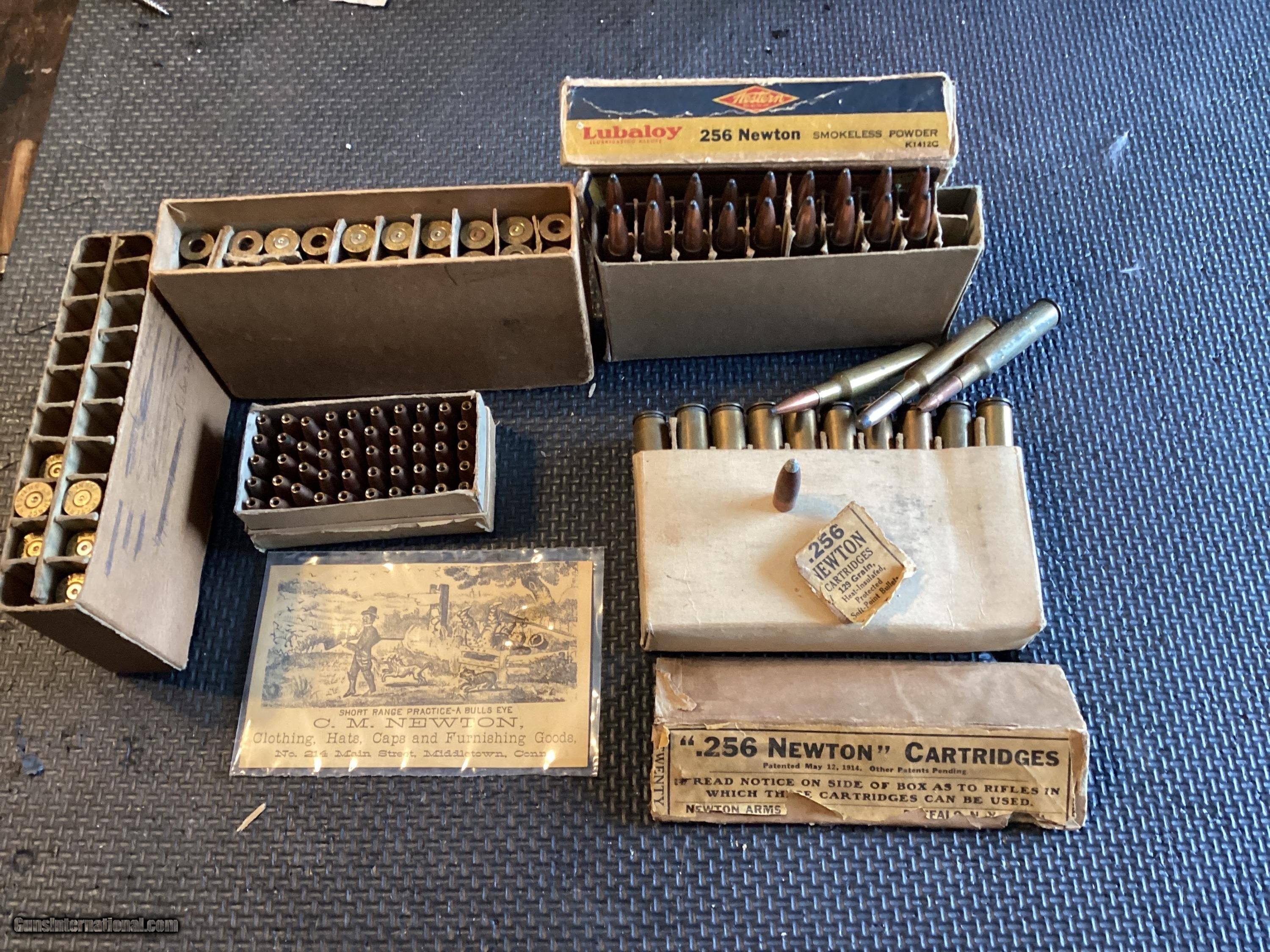 256 Newton cartridges 40 loaded and 26 pieces of brass and 50 vintage ...