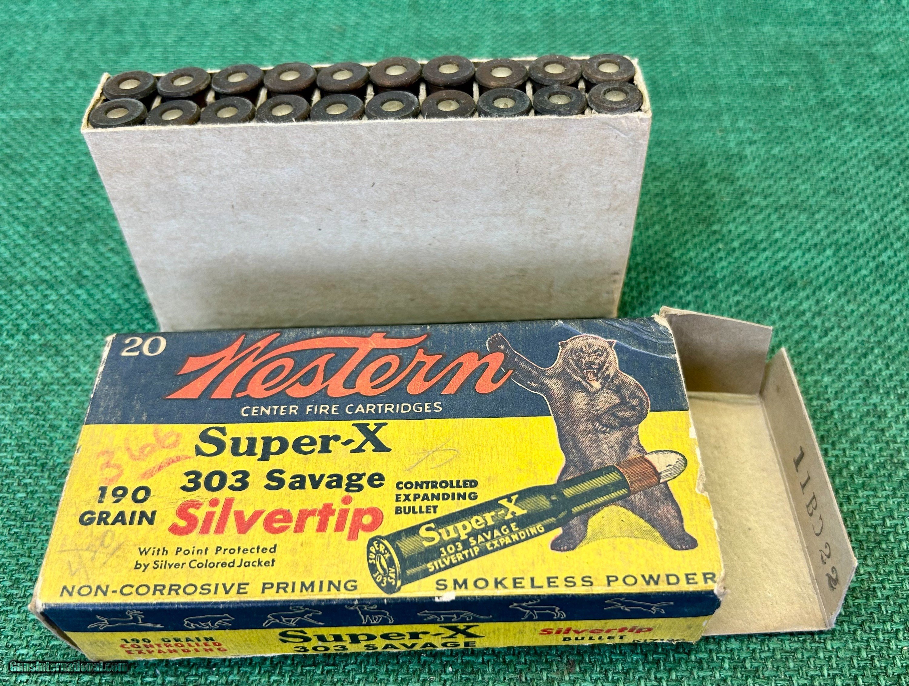 4 Vintage Western / Winchester Boxes + Ammo .30-40 KRAG, .303 Savage ...