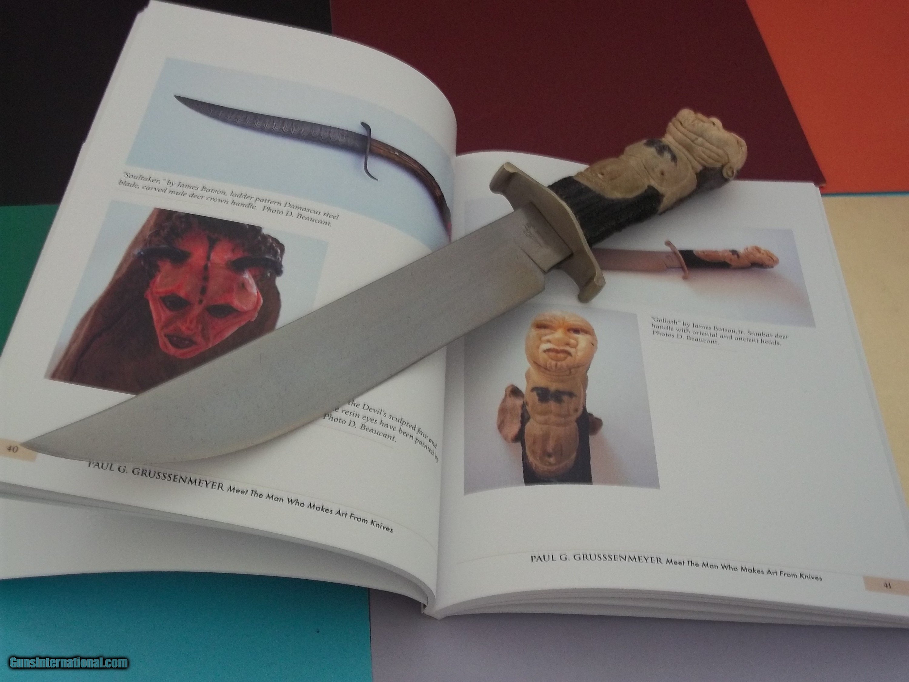 James L. Batson,Jr. "GOLIATH" Bowie Sambar stag crown stag ahndle ...