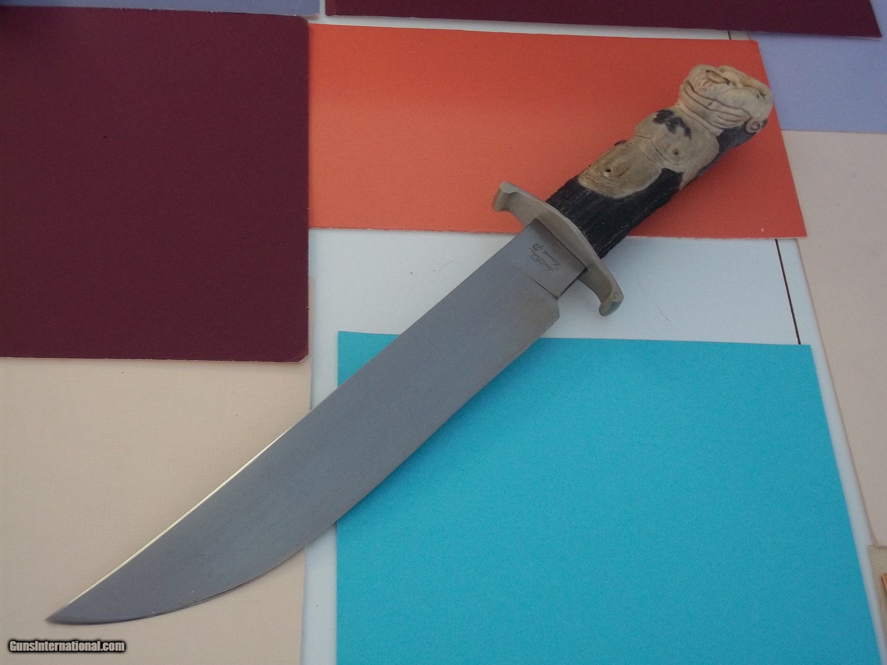 James L. Batson,Jr. "GOLIATH" Bowie Sambar stag crown stag ahndle ...