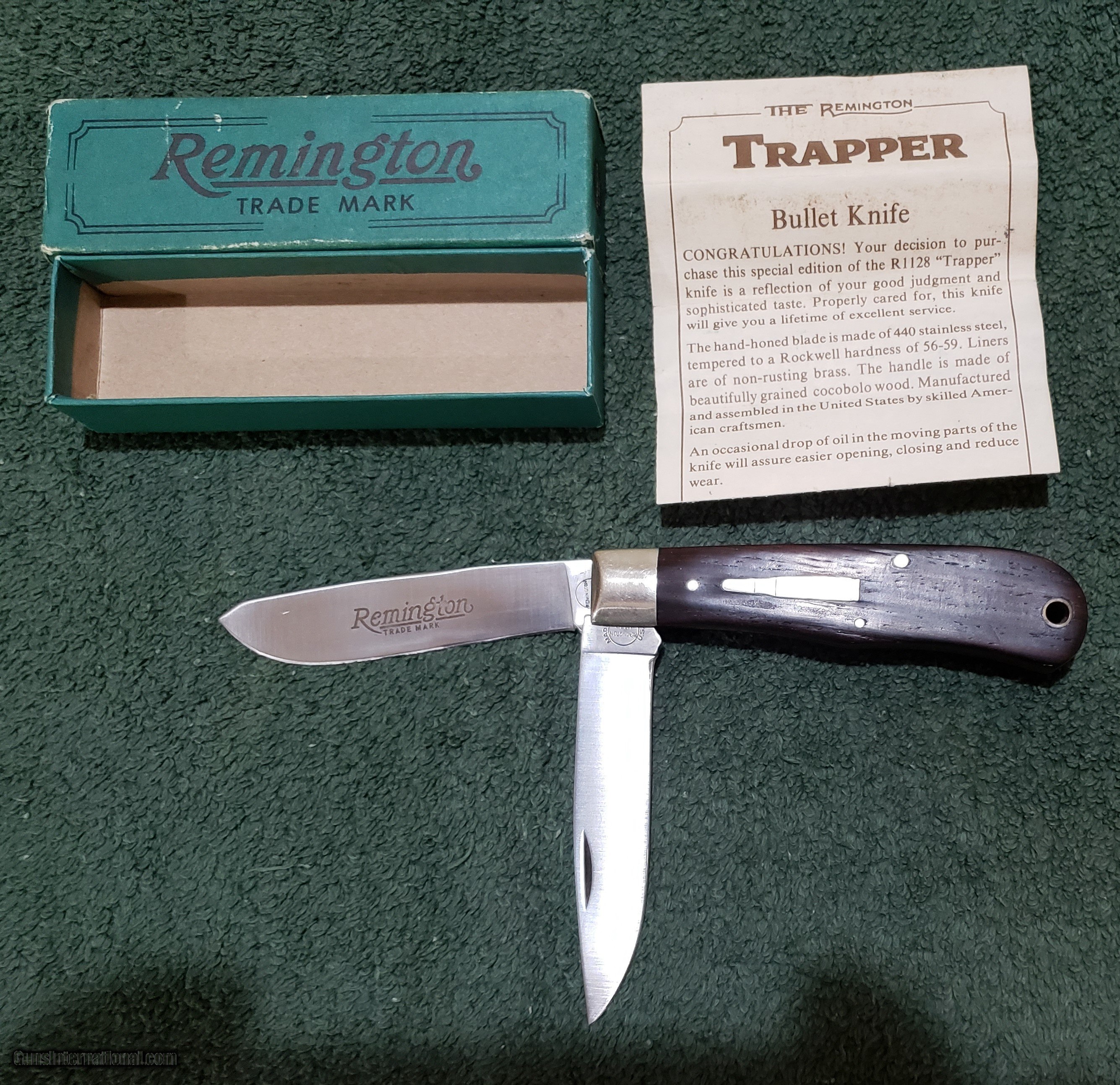 VIntage Remington R1128 "Trapper" Bullet Knife Cocobolo Handle mfg ...