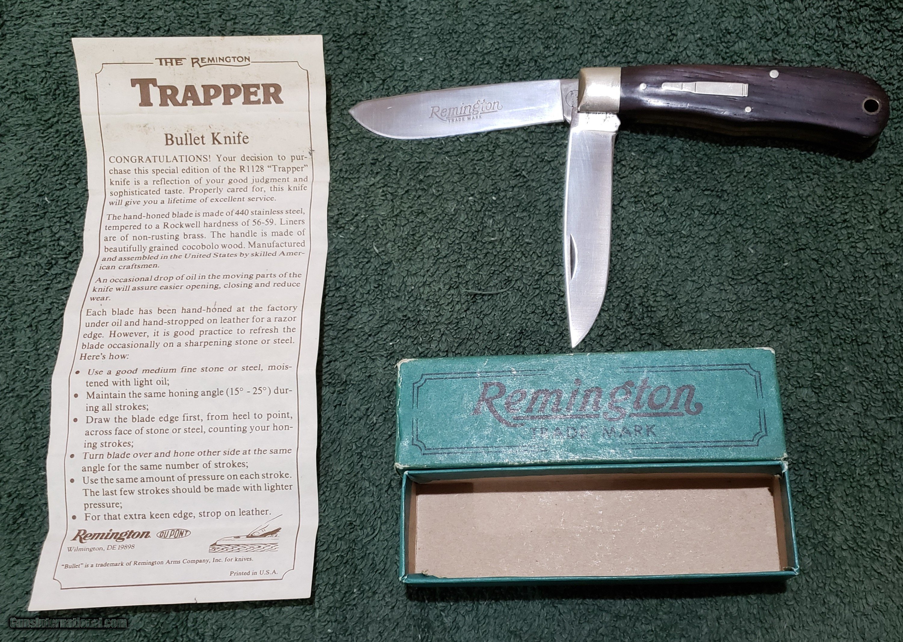 VIntage Remington R1128 "Trapper" Bullet Knife Cocobolo Handle mfg ...