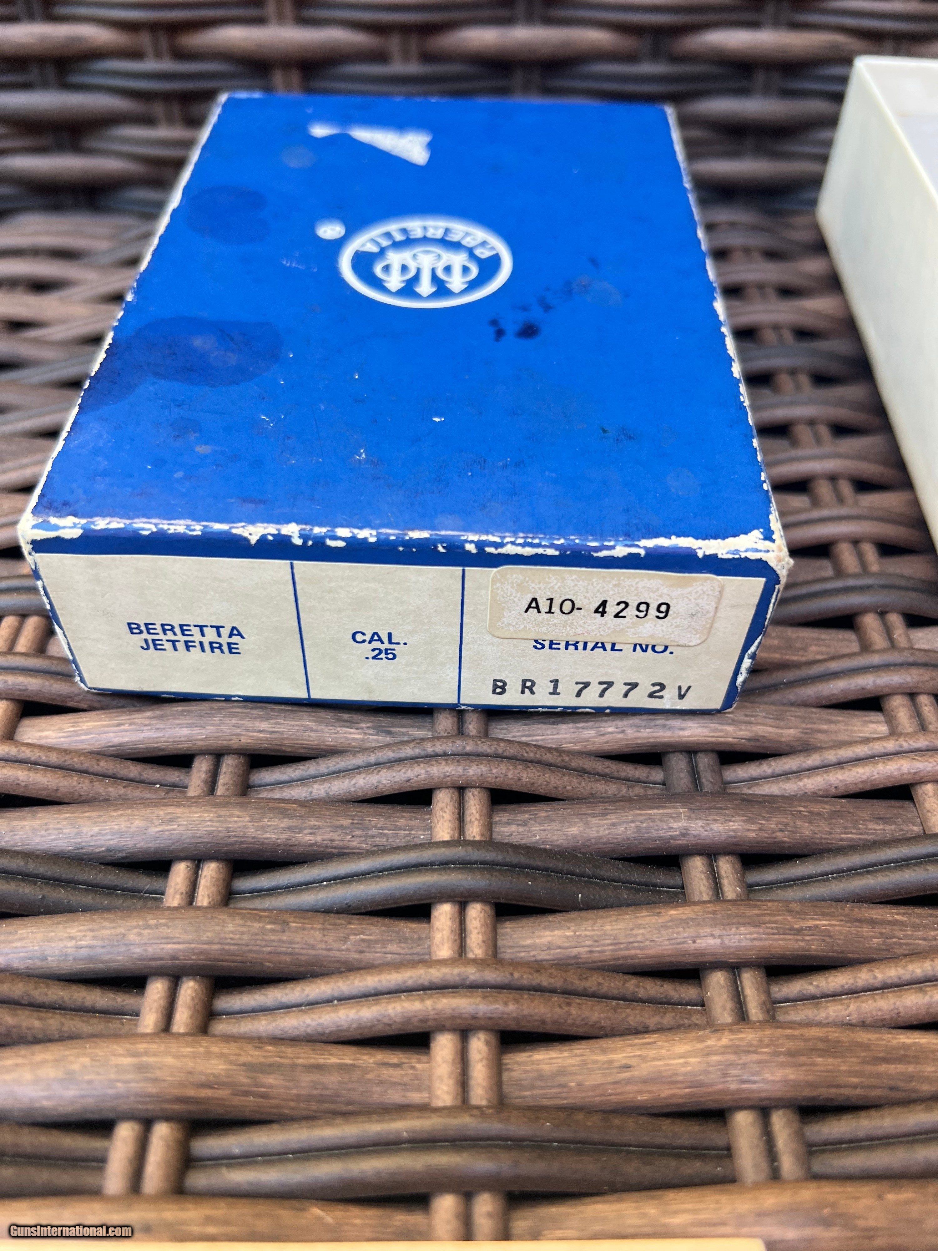 Beretta 950SB Jetfire 25 ACP with correct box, cleaning brush, and pistol booklet