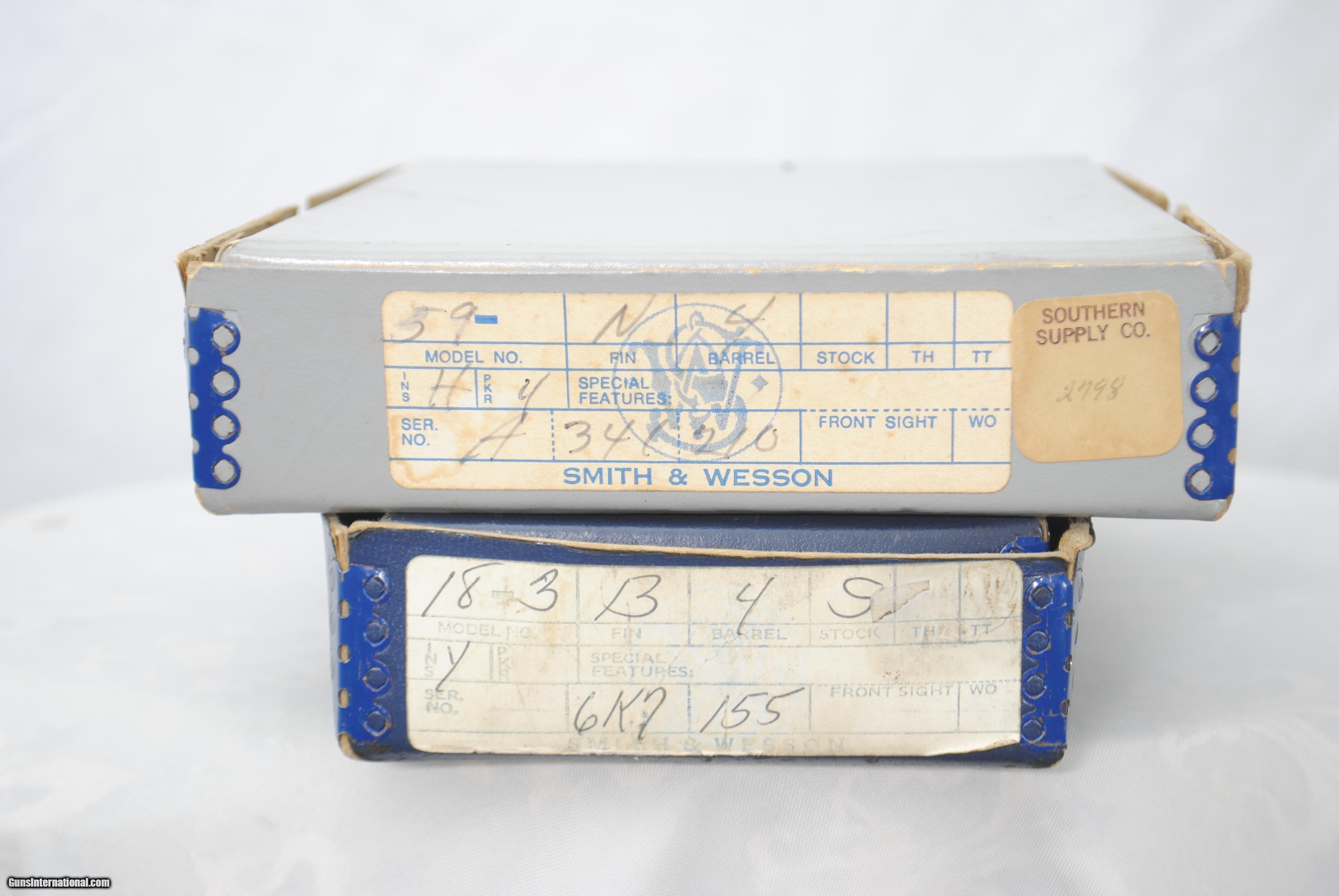 TWO VINTAGE SMITH & WESSON BOXES - MODEL 59 / MODEL 18-3
