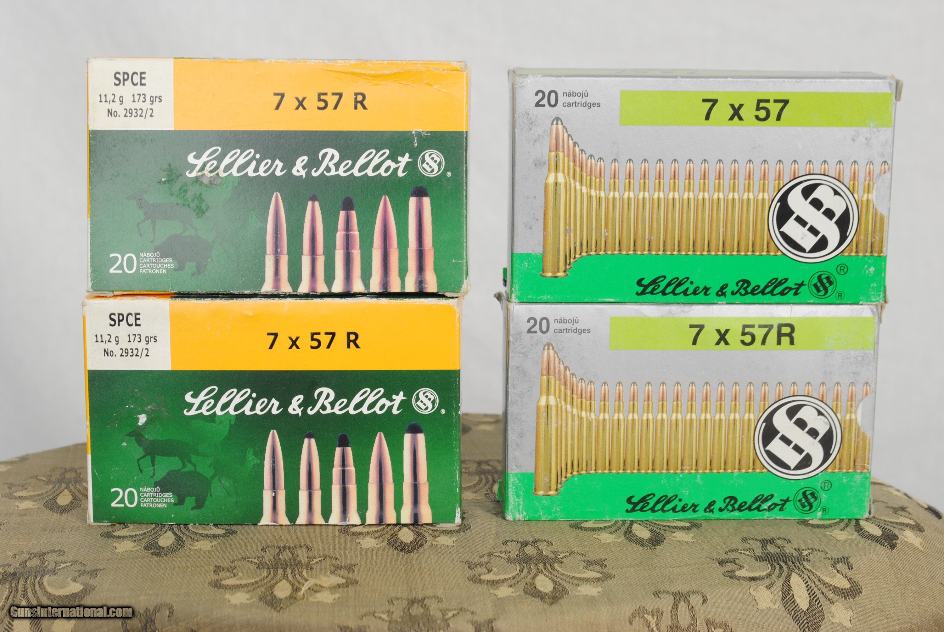 FOUR BOXES OF 7 X 57R CARTRIDGES BY SELLIER & BELLOT