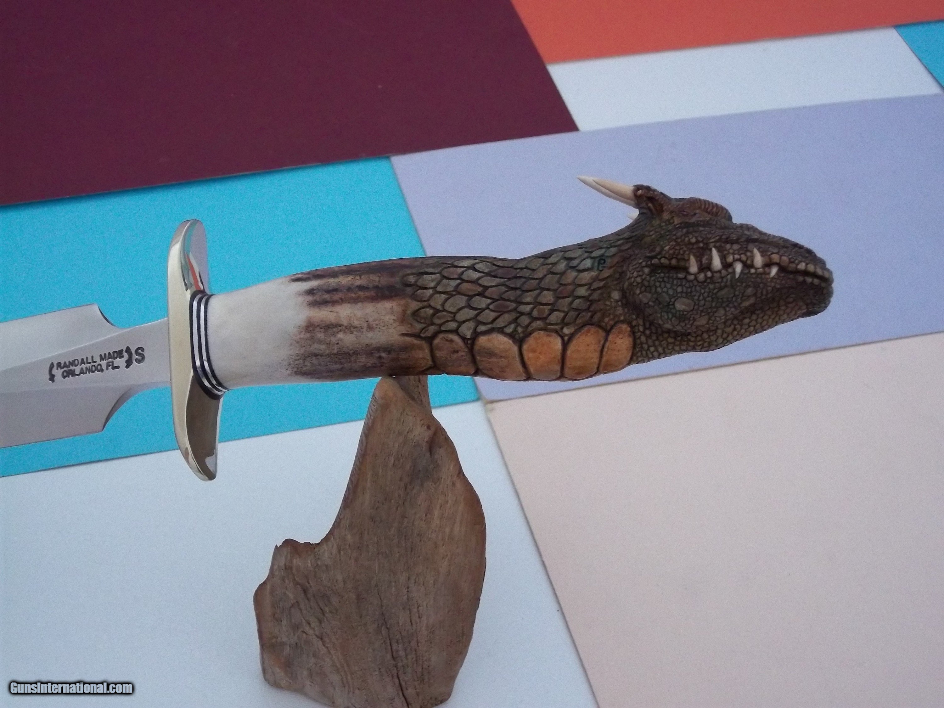 Randall Model # 2-8" Fighting Stiletto "Talon Dragon" Sambar Crown Stag ...