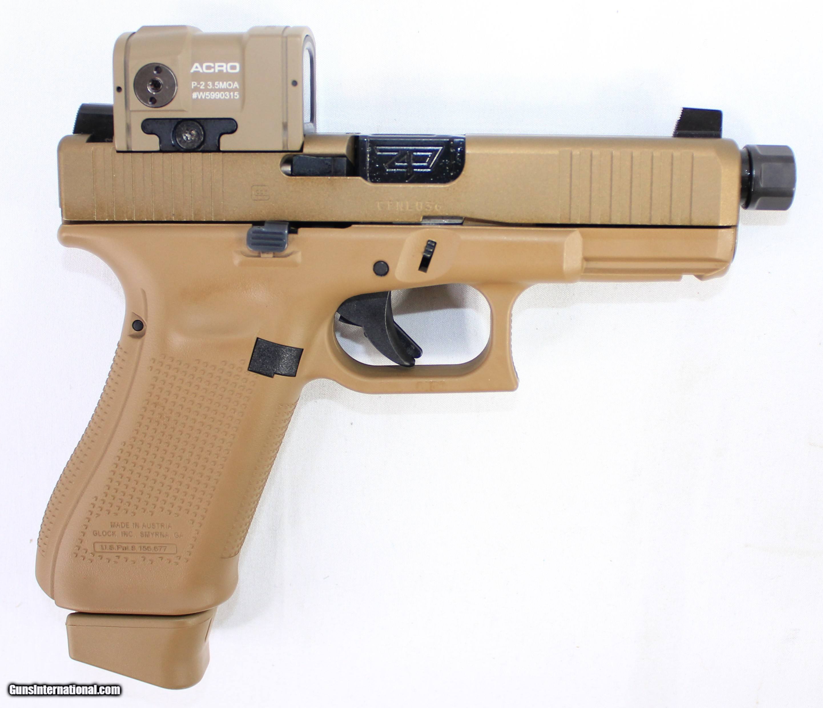 GLOCK G45 GEN5 MOS 9MM 5" THREADED BBL FDE AIMPOINT ACRO P-2 TAN BOX 3 ...