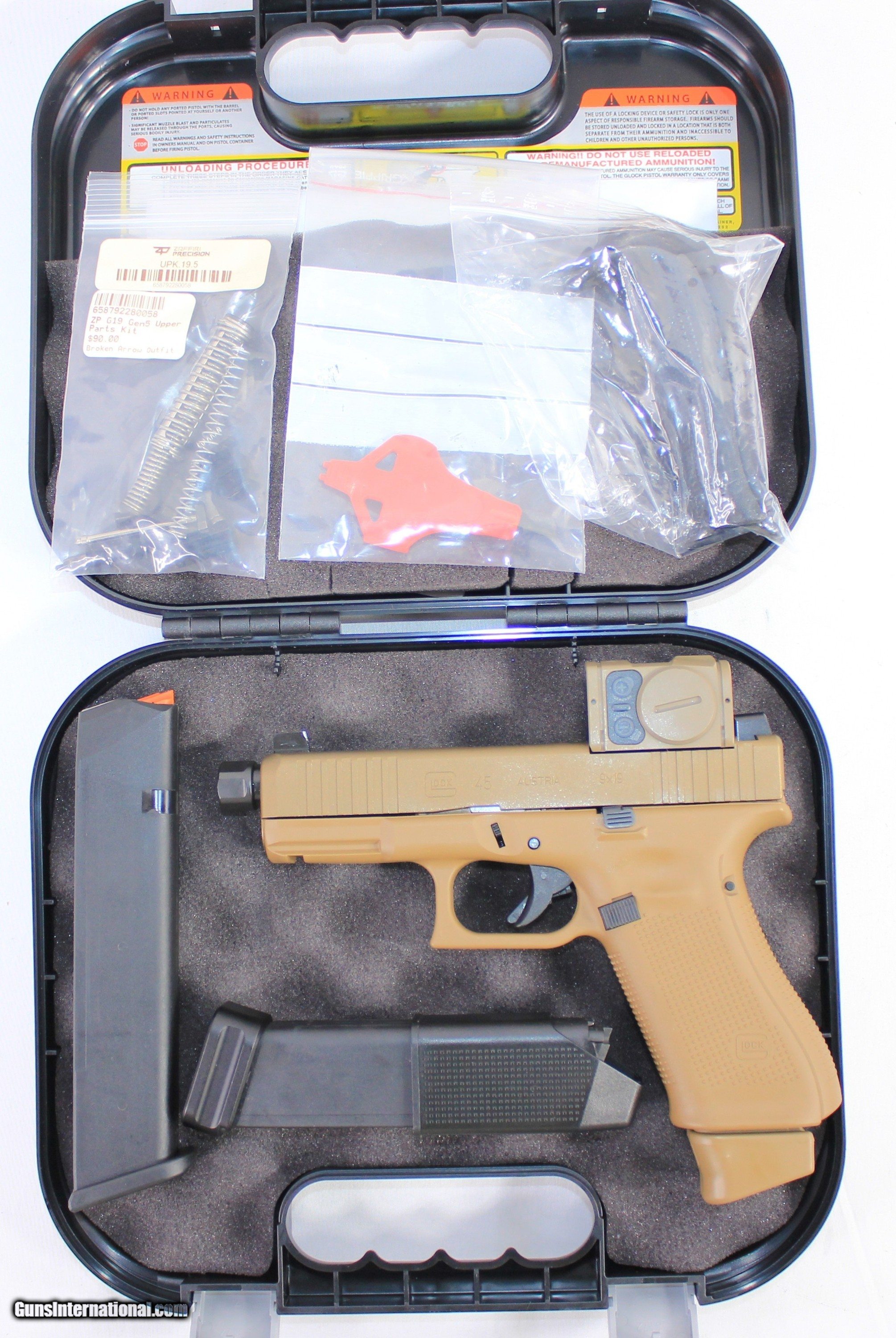 GLOCK G45 GEN5 MOS 9MM 5" THREADED BBL FDE AIMPOINT ACRO P-2 TAN BOX 3 ...