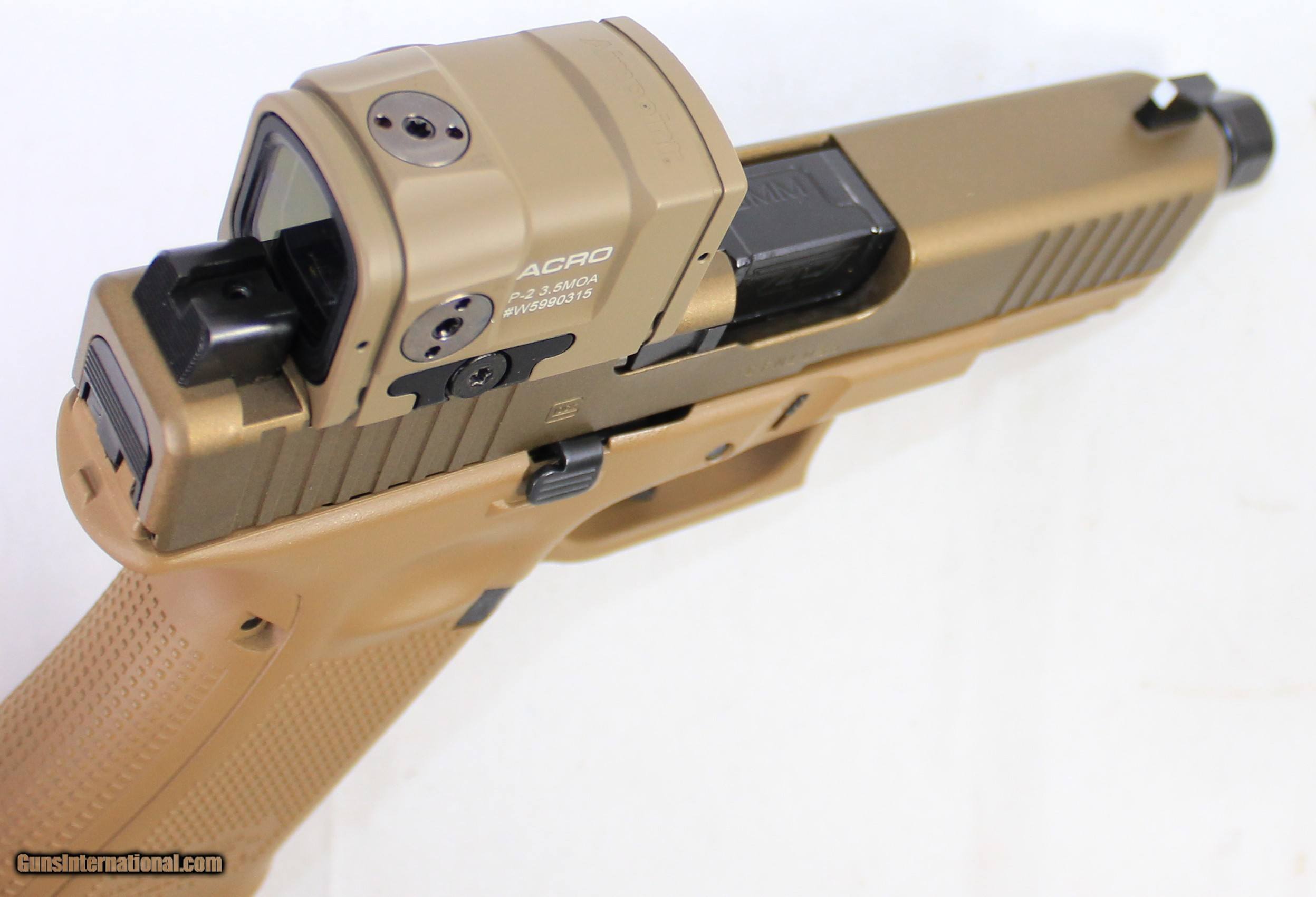 GLOCK G45 GEN5 MOS 9MM 5" THREADED BBL FDE AIMPOINT ACRO P-2 TAN BOX 3 ...