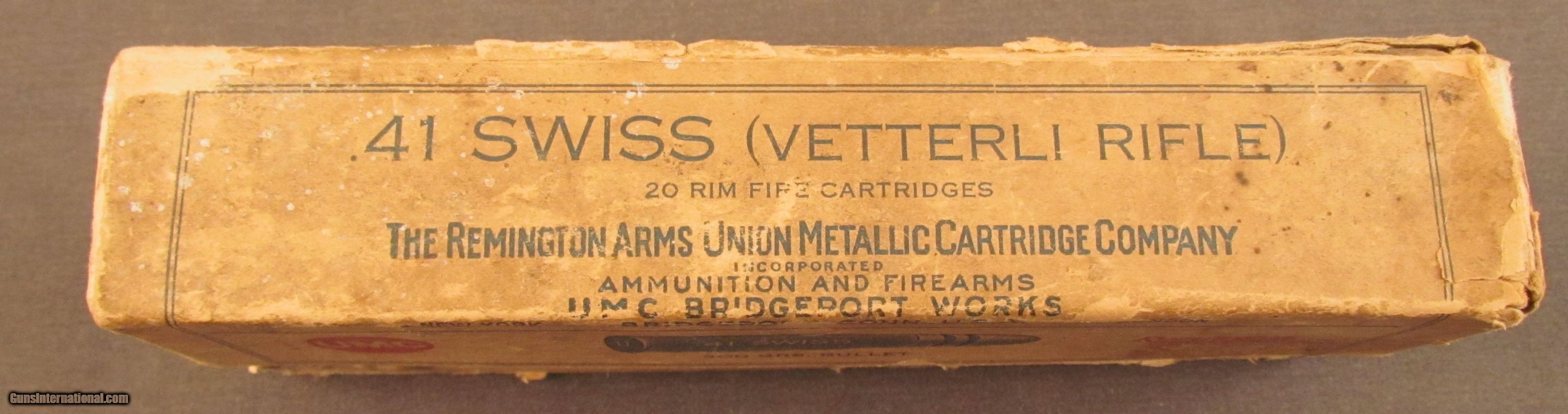 Remington UMC Vintage Box 41 Swiss Rimfire Vetterli Rifle