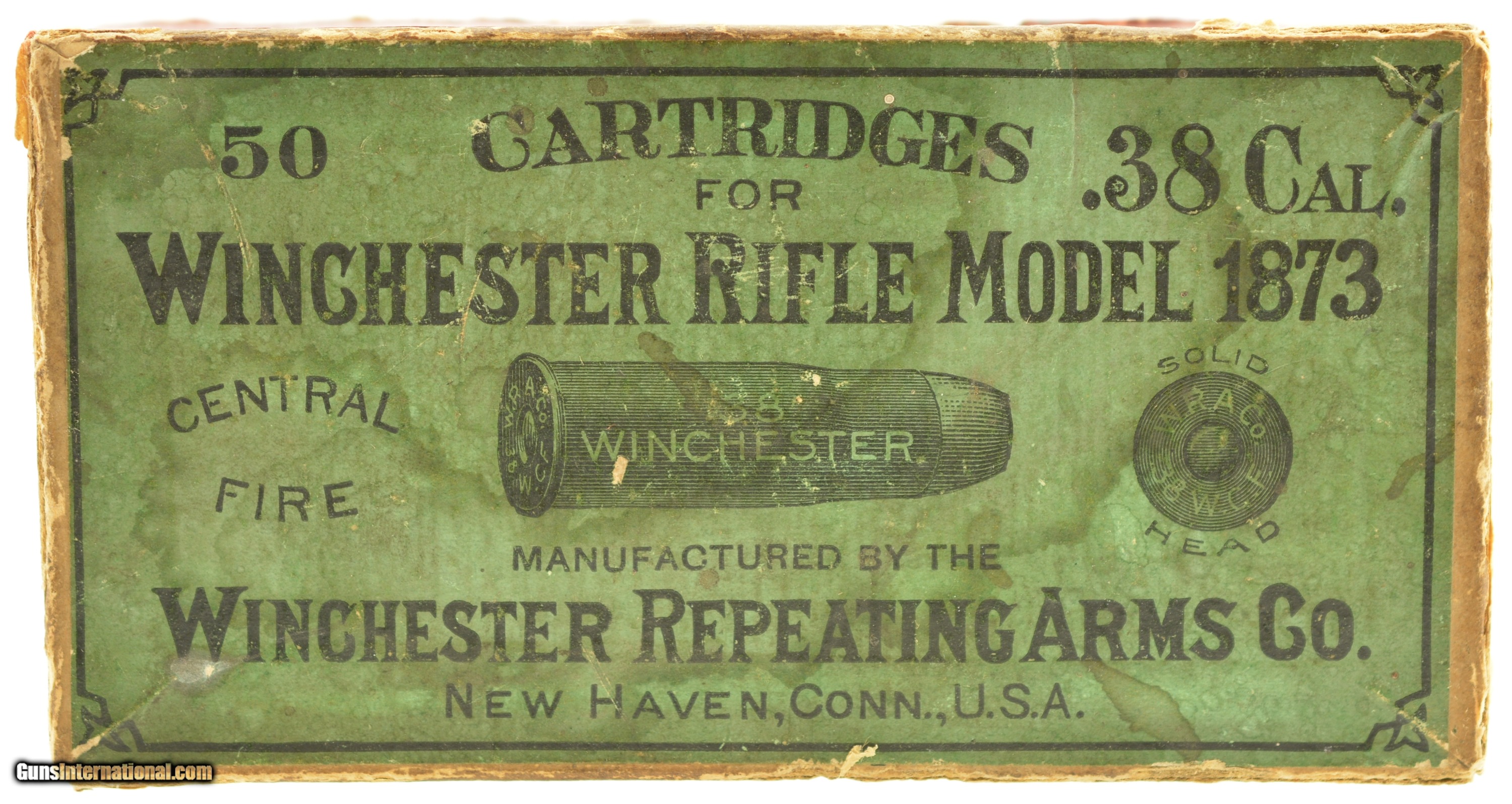 Late First Type Black Powder Box 38 WCF Ammo Model 1873 Rifle
