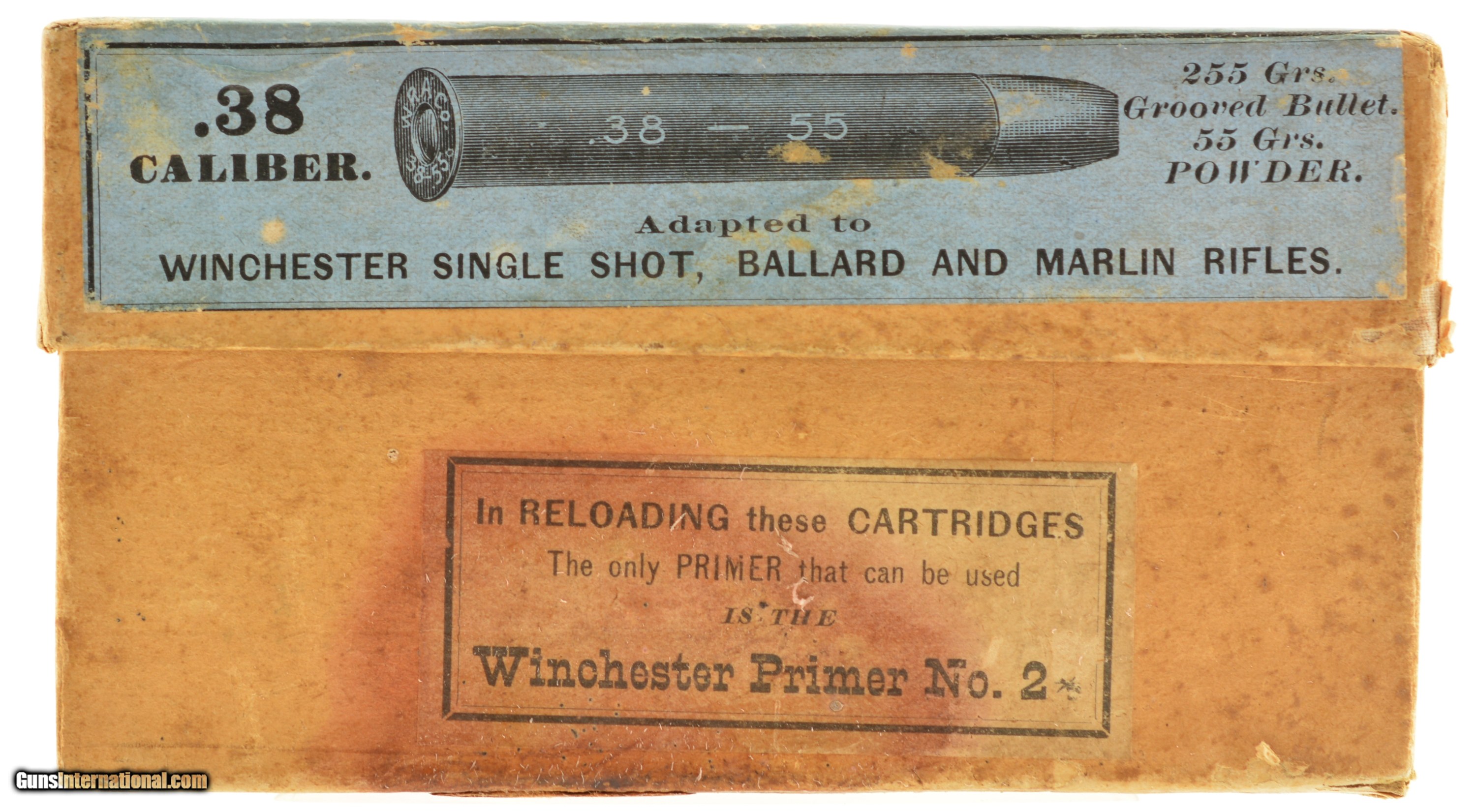Excellent Early 1st Type Black Powder Winchester 38-55 Ammo