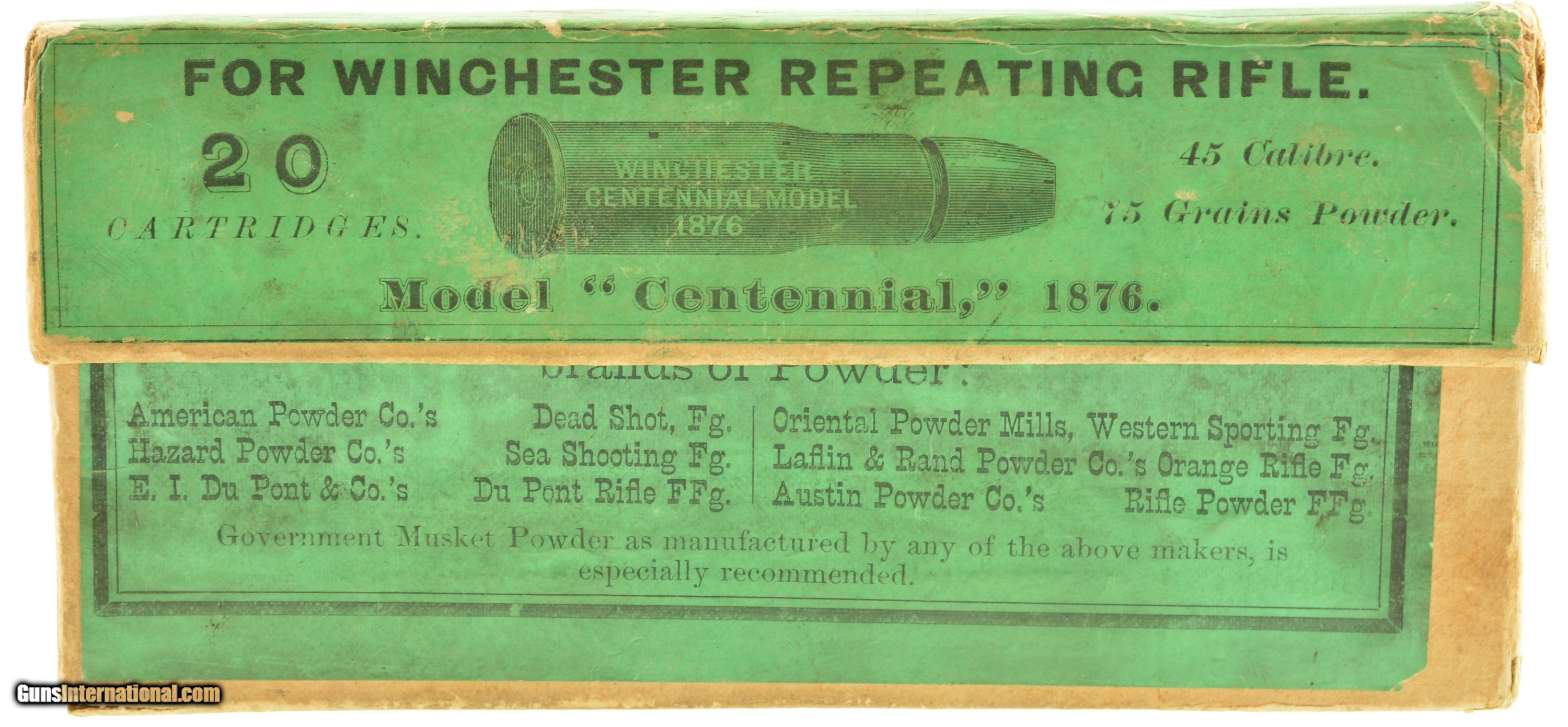 Extremely Rare! First Type 1876 Winchester Centennial Ammo Full Box