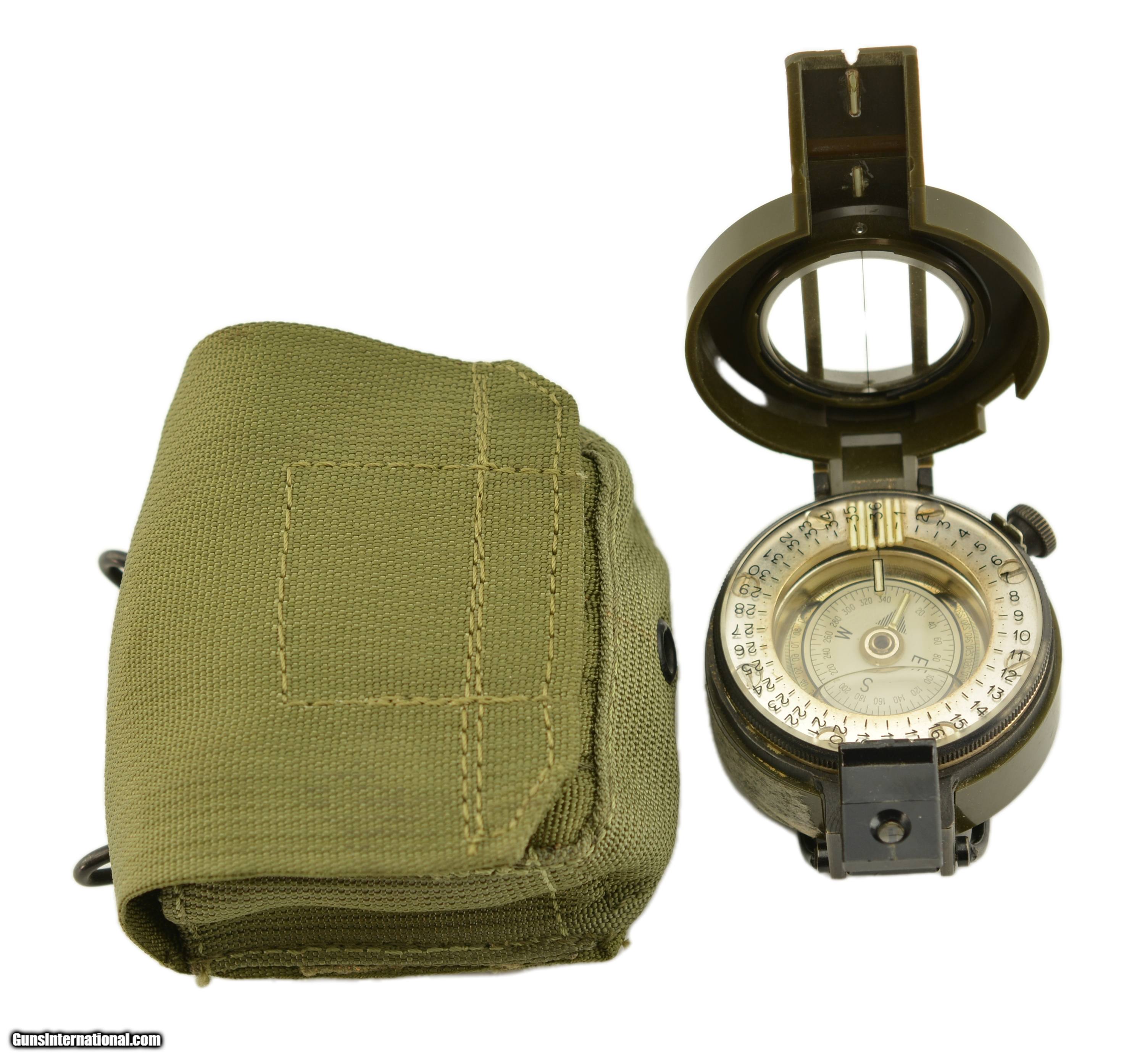 Vintage Israeli IDF Military Compass with Service Pouch