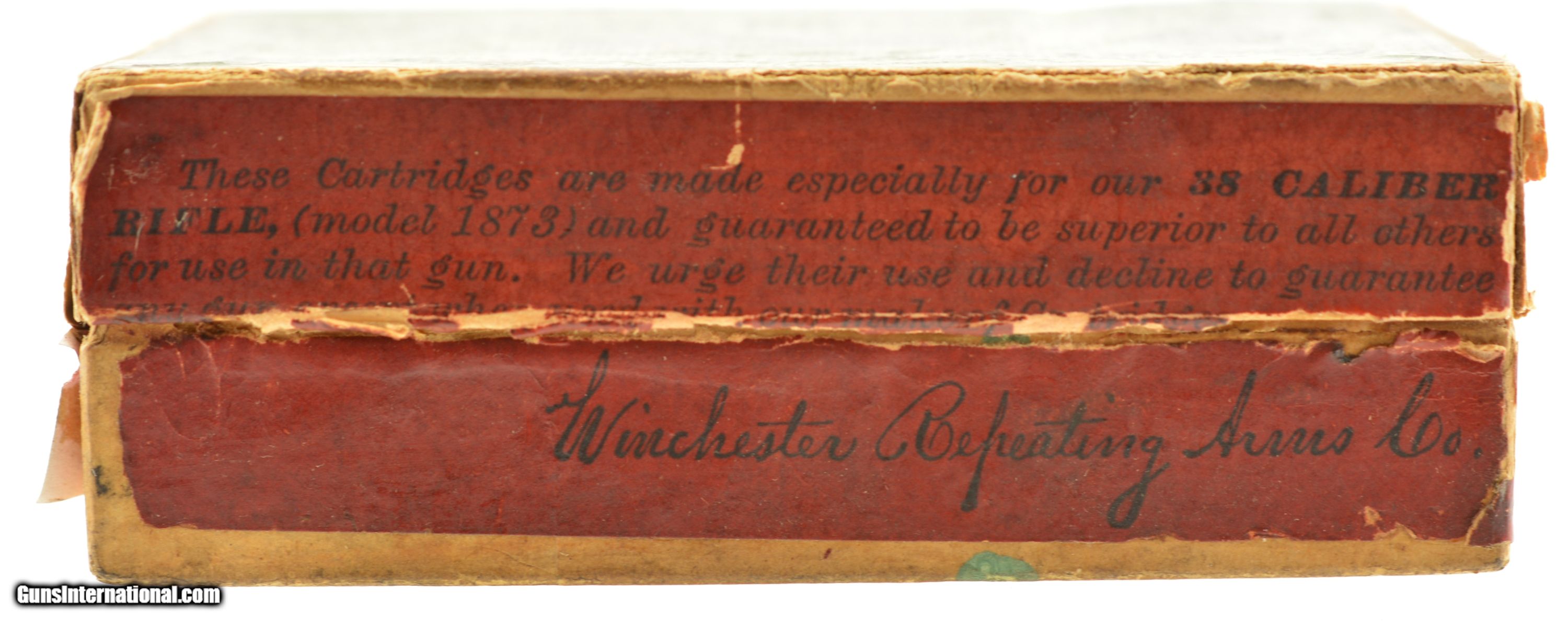 Late First Type Black Powder Box 38 WCF Ammo Model 1873 Rifle