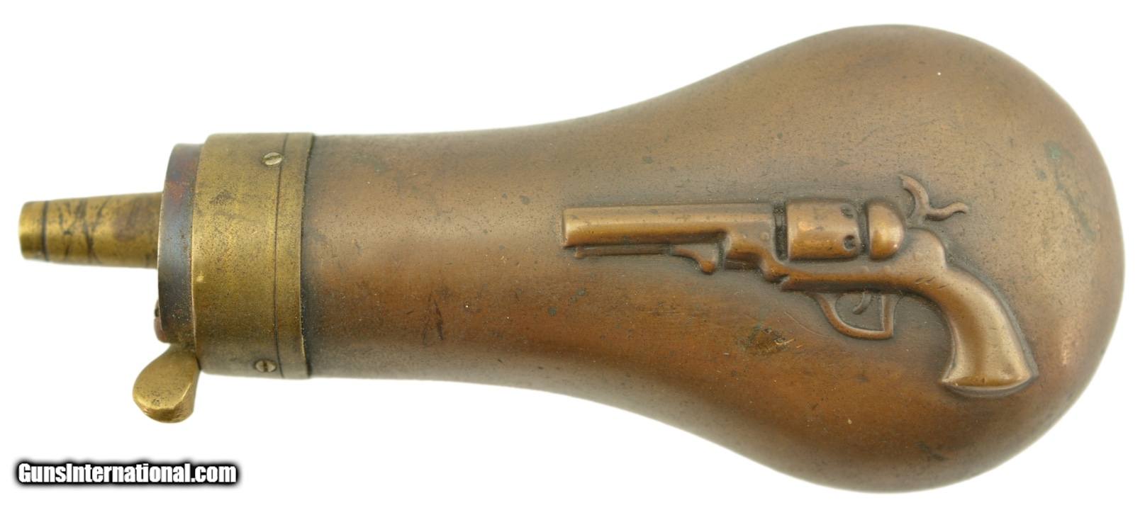 Rare Antique Pistol flask Pistol Pattern w/ Colt Dragoon type Revolver