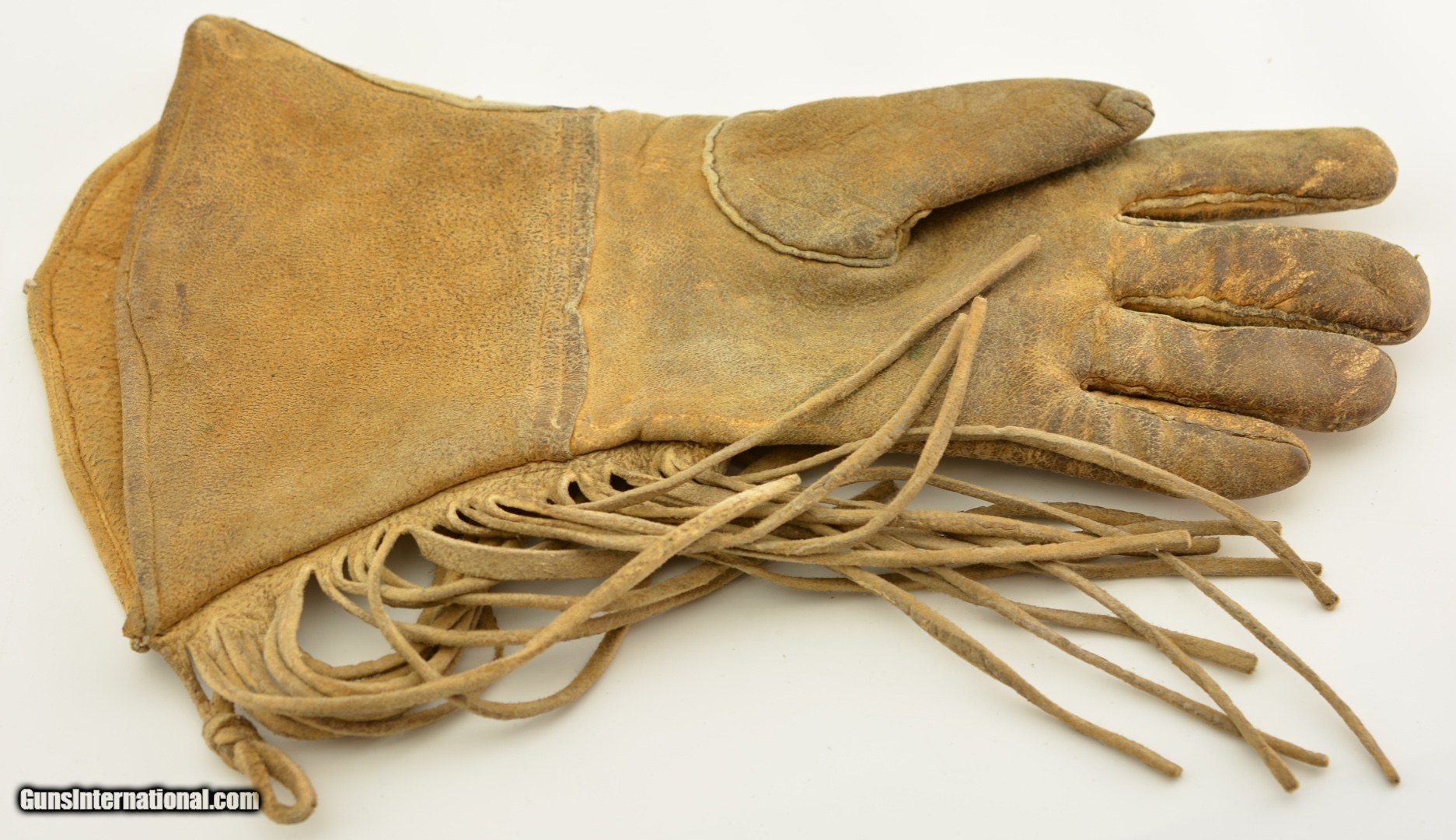 Vintage Native American Indian Beaded Leather Gauntlet Gloves Excellent