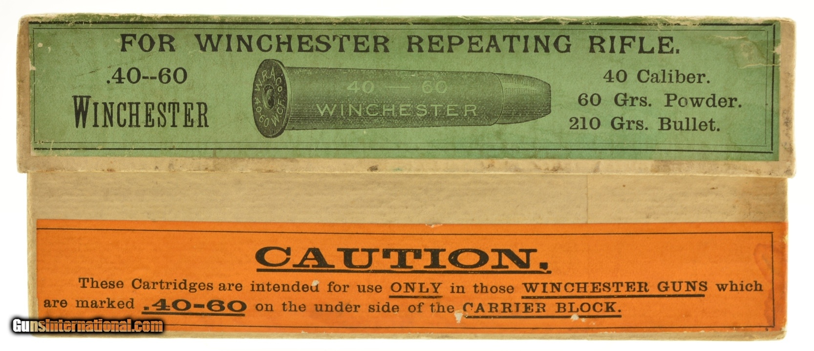 Excellent Early Winchester 1890's Full Square Corner Box 40-60 Central ...