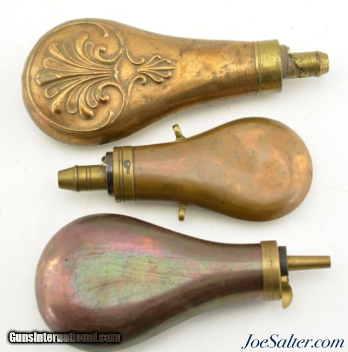 Lot of 3 Antique Powder Flasks