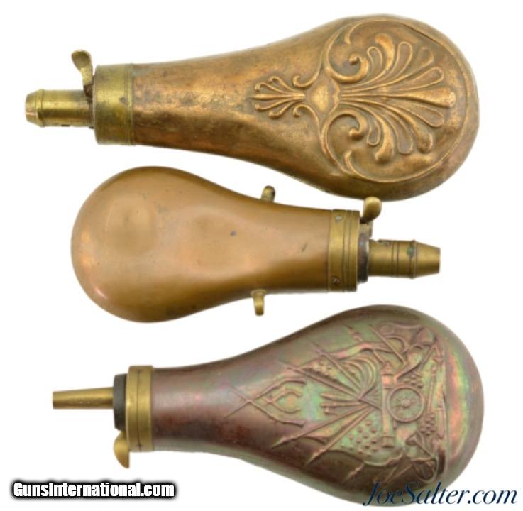 Lot of 3 Antique Powder Flasks