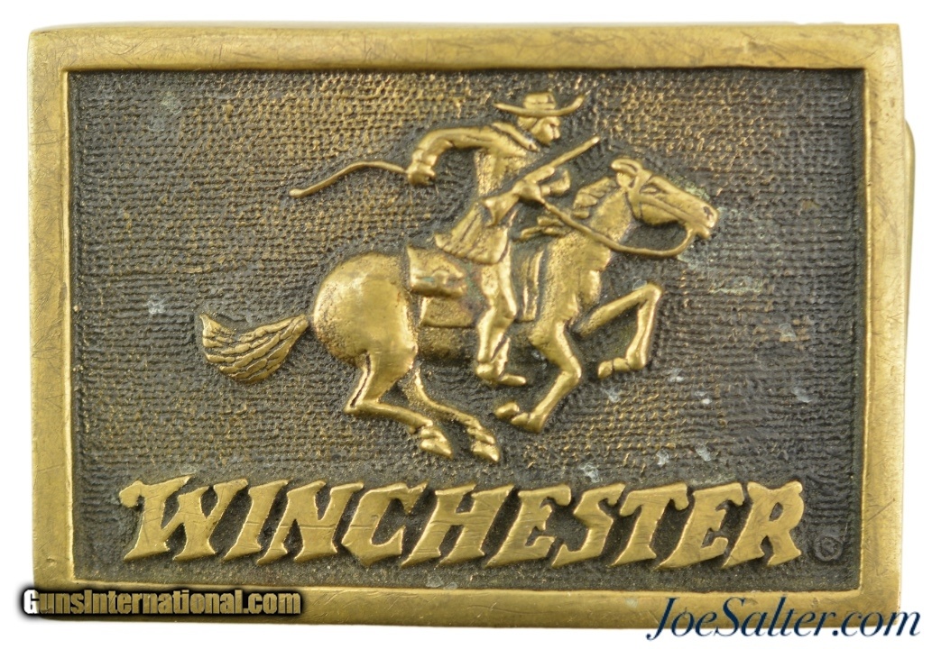 Vintage Winchester Firearms Solid Brass Belt Buckle 1978 BTS USA
