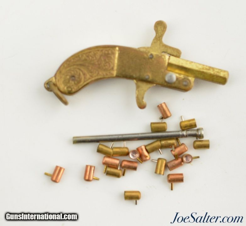 Vintage Gold Berloque Miniature German 2mm Pinfire Pistol & Blank Ammo