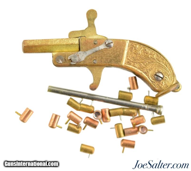 Vintage Gold Berloque Miniature German 2mm Pinfire Pistol & Blank Ammo
