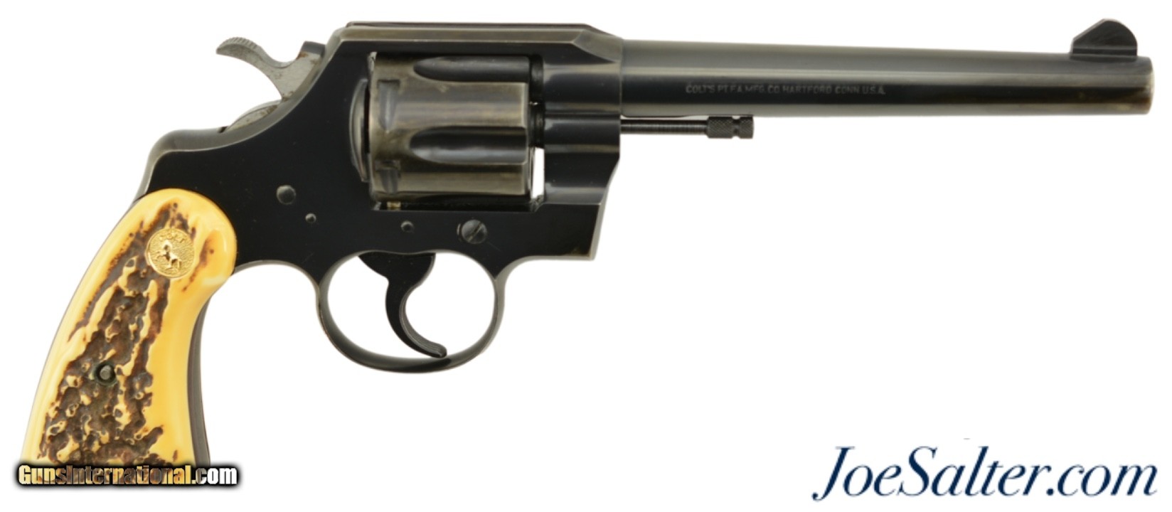 Colt Official Police 38 Special Revolver Gold Medallion Faux Stag 1958