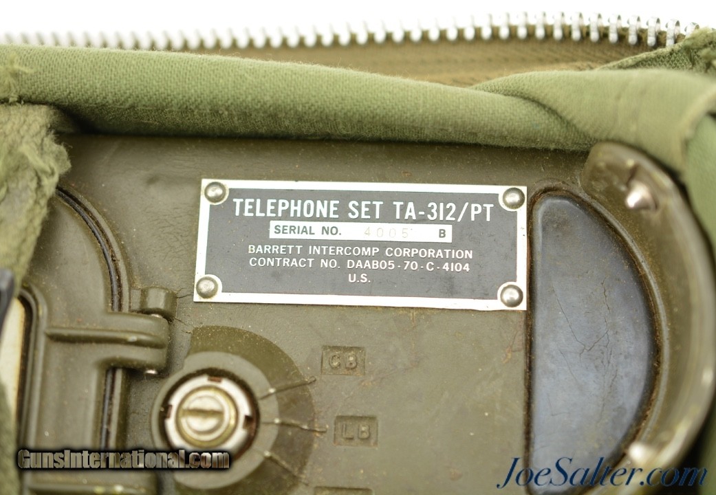 Vintage U.S. ARMY 1950-1990 TA-312/PT Field Telephone Set with Case for ...