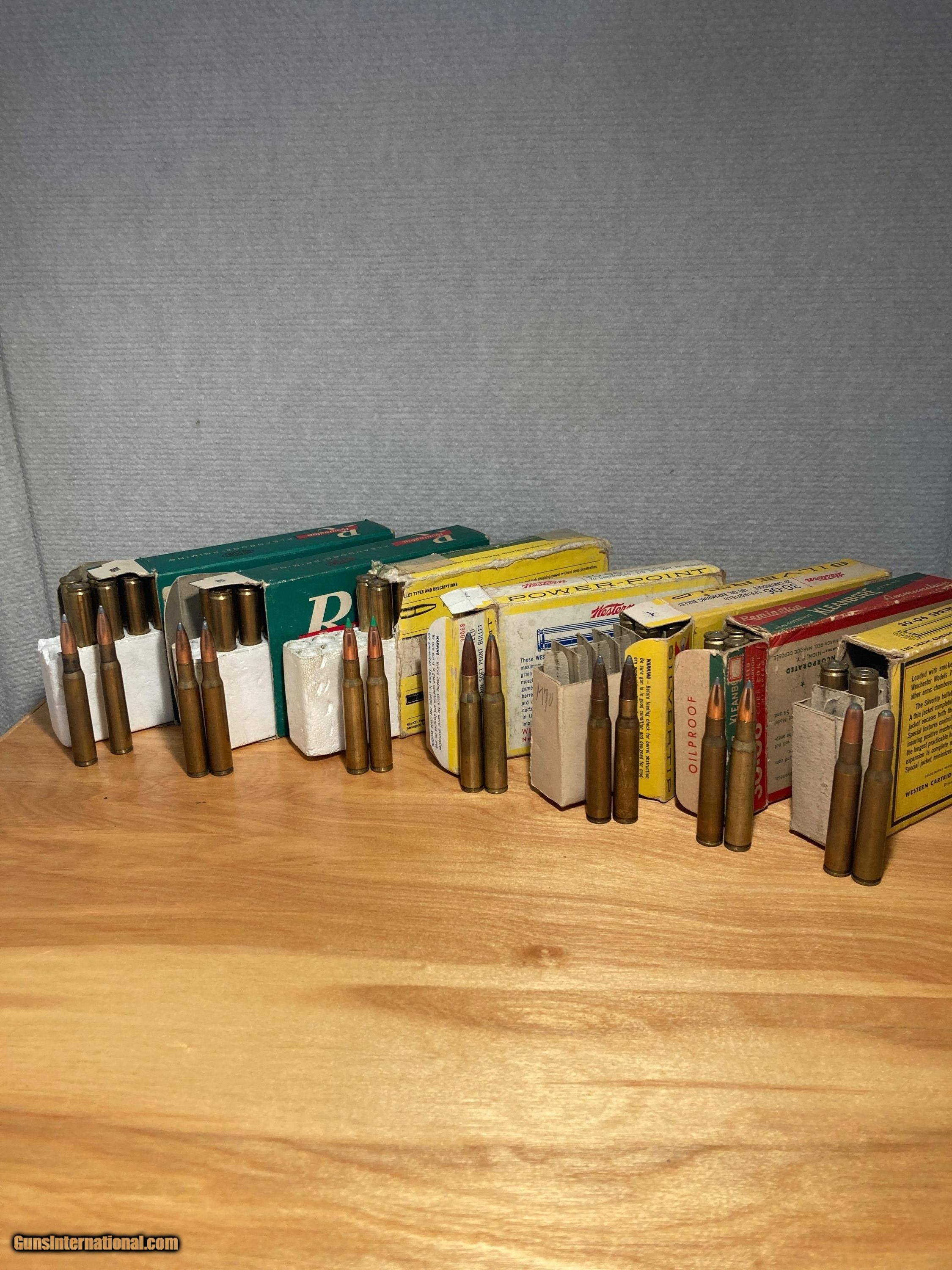 30-06 brass, reloads,vintage shell boxes