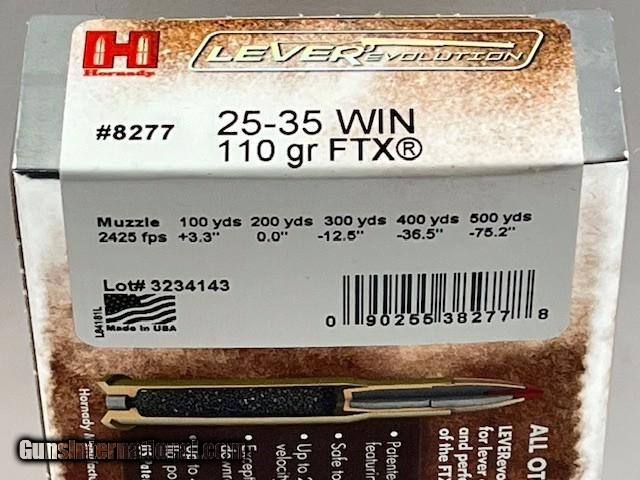 New! Hornady 25-35 WIN. 110 Grain FTX 20 Rounds