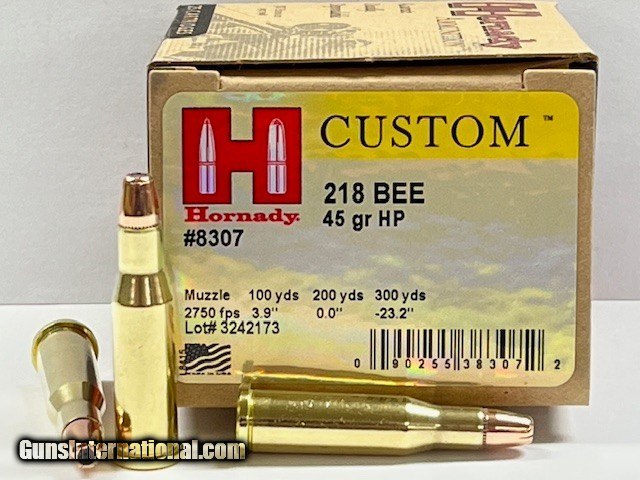 Hornady Custom 218-Bee 45gr HP Factory New Production!