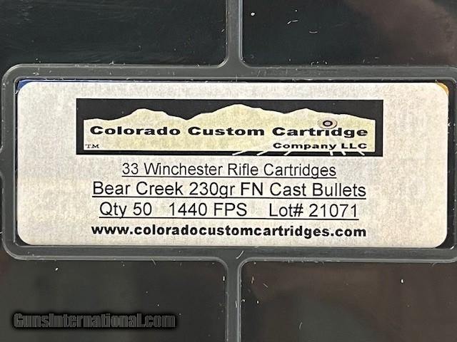 Colorado Custom Cartridge 33 Winchester(WCF) 230GR FN 90 Factory Loaded ...