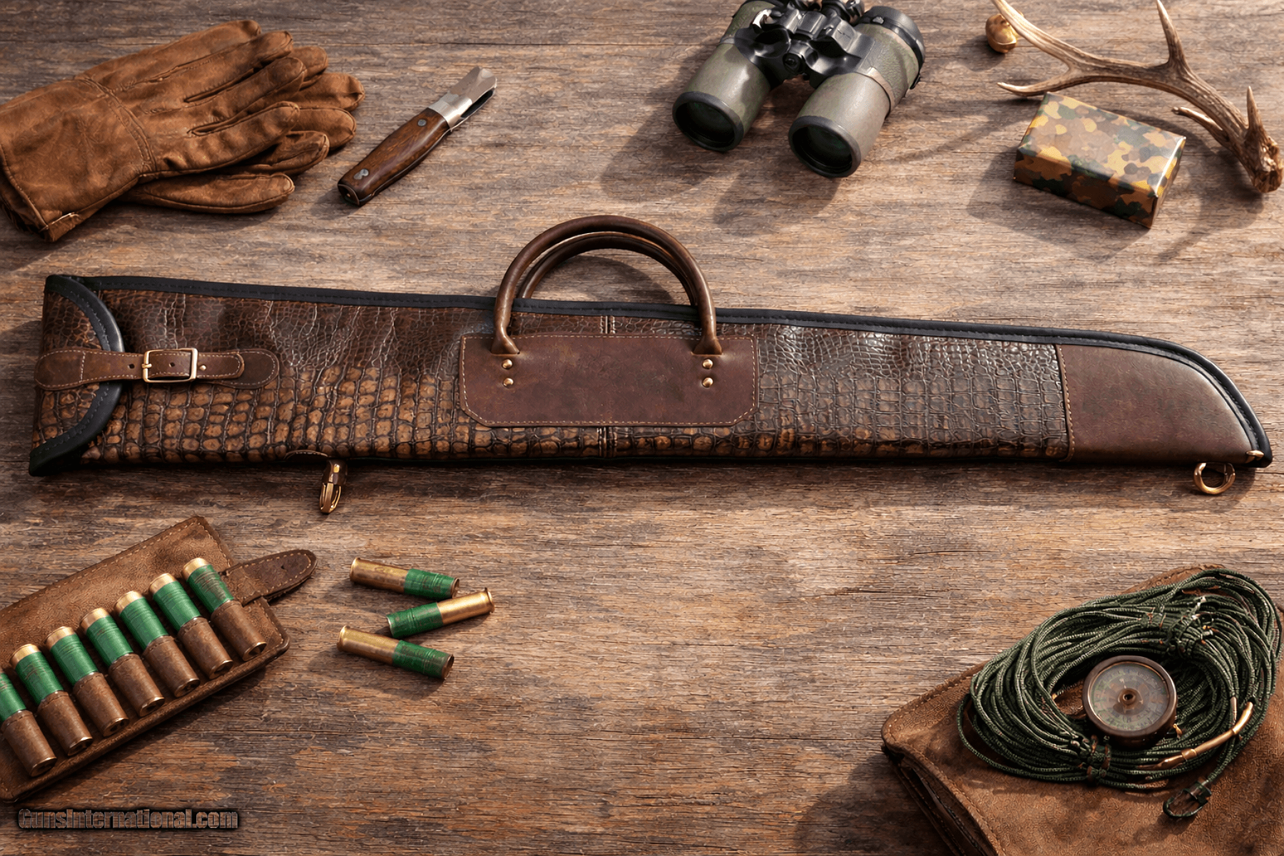 Alligator Cowhide Embossed Leather Gun Slip 49” | Handmade Shotgun Slip ...