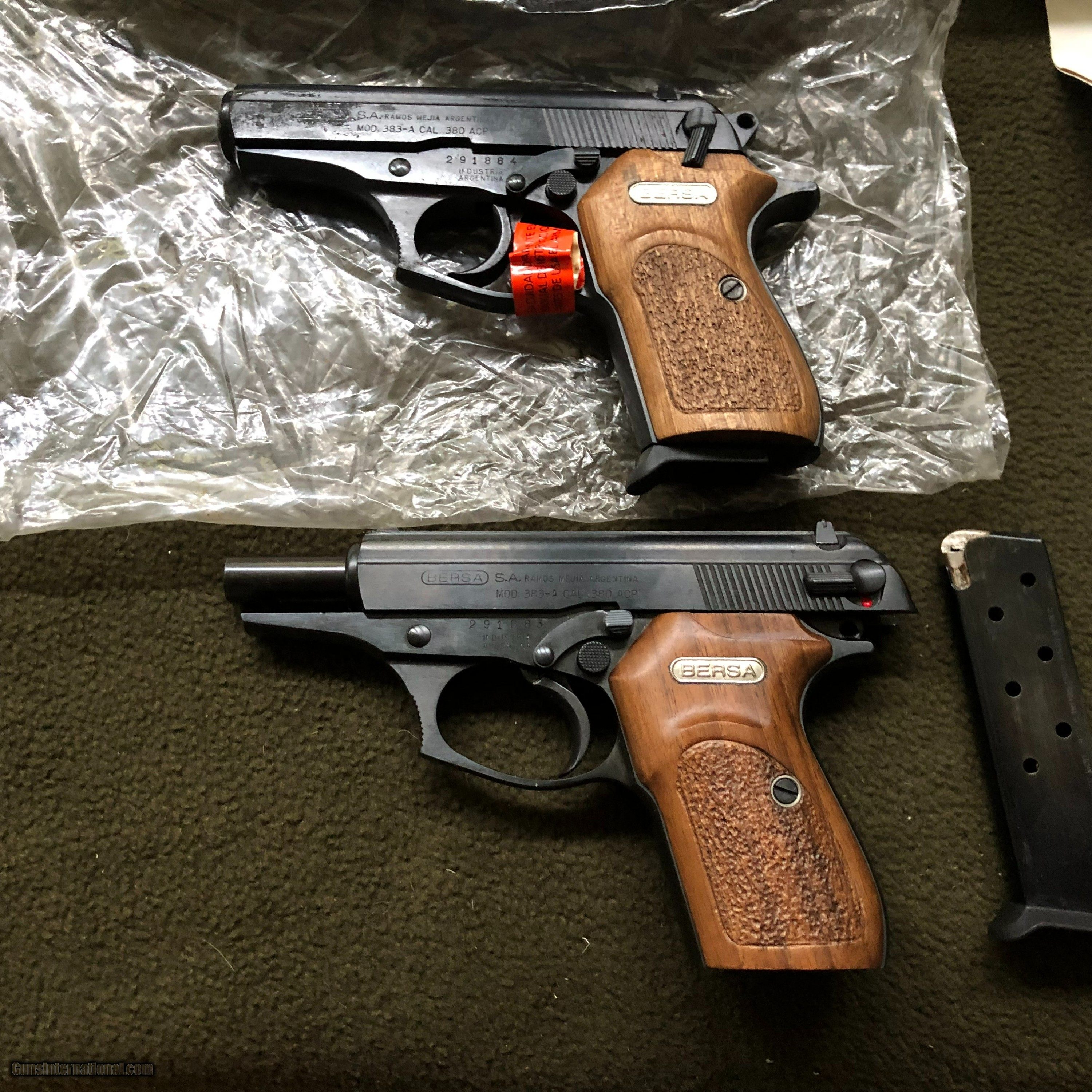 VINTAGE PAIR BERSA MODEL 383 .380 ACP NEW IN BOX CONSECTIVE NUMBERS