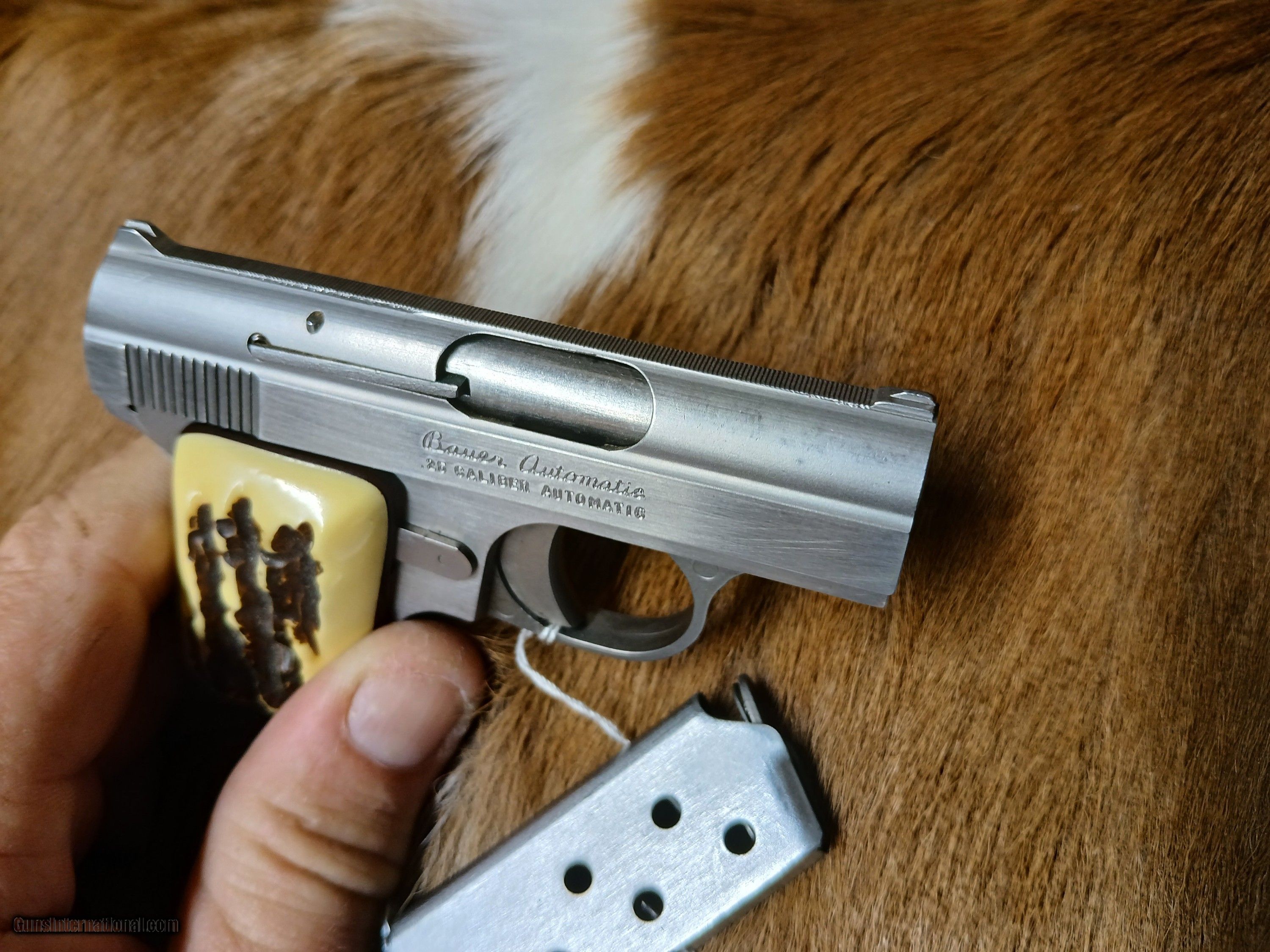 Bauer .25 Auto with Stag grips and one 6 round magazine.