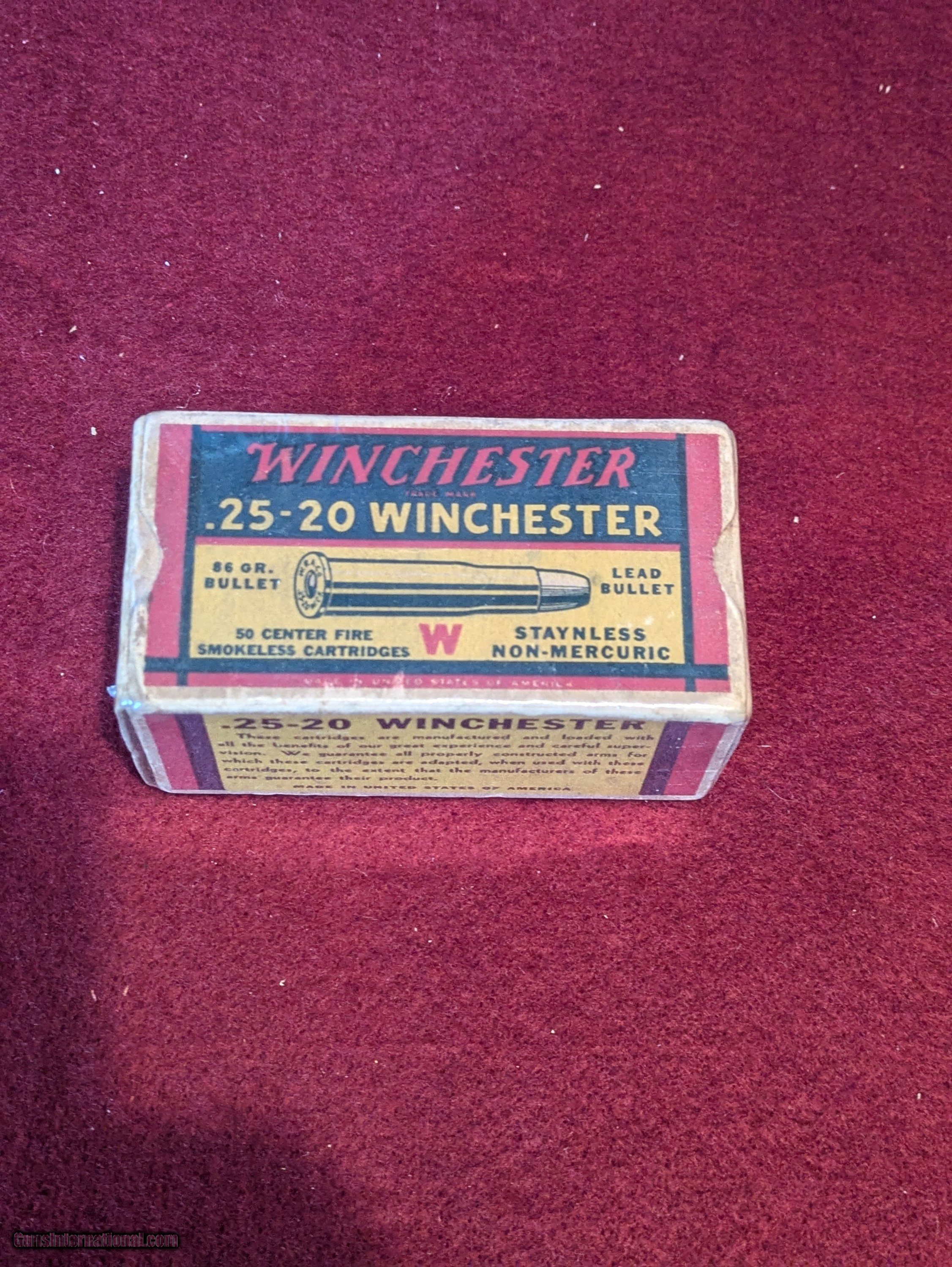 WINCHESTER 25-20 VINTAGE BOX FULL