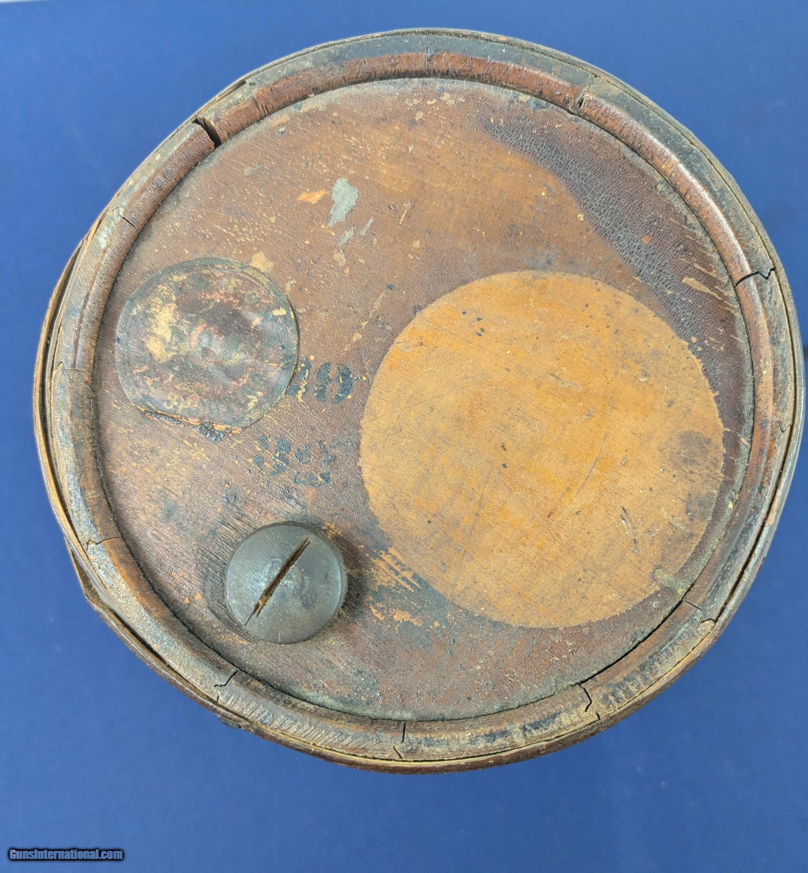 Fine RARE intage 19th Century Large Antique Gunpowder Wooden Keg